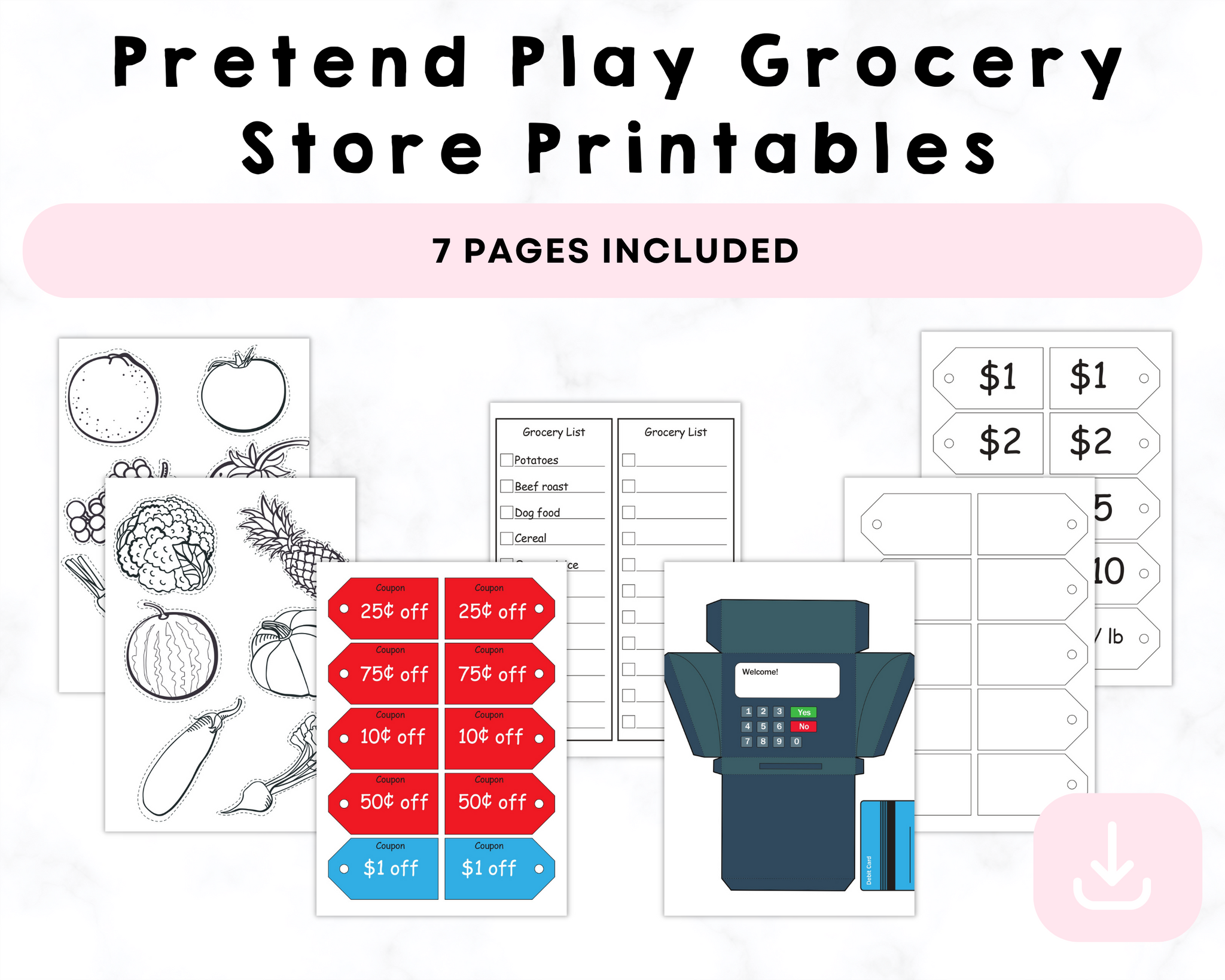 Pretend Play Grocery Store Printables – CrystalandComp