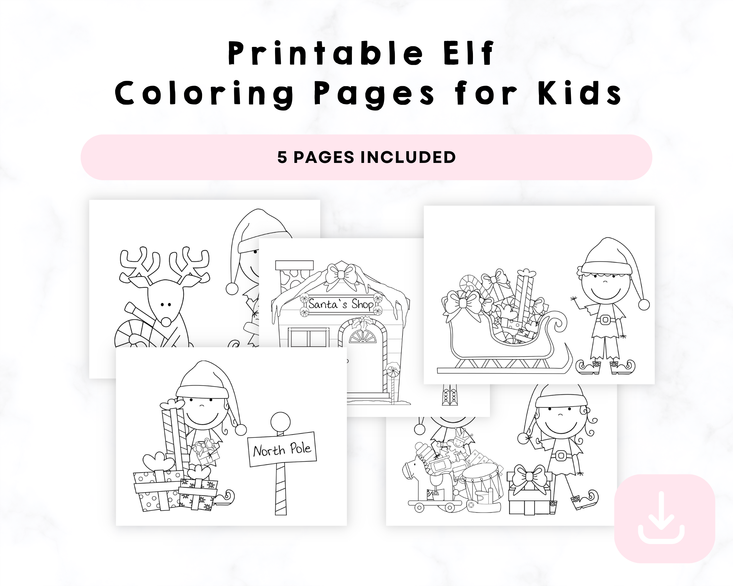 Elf Coloring Pages For Kids Printable Happy Christmas Elf Coloring
