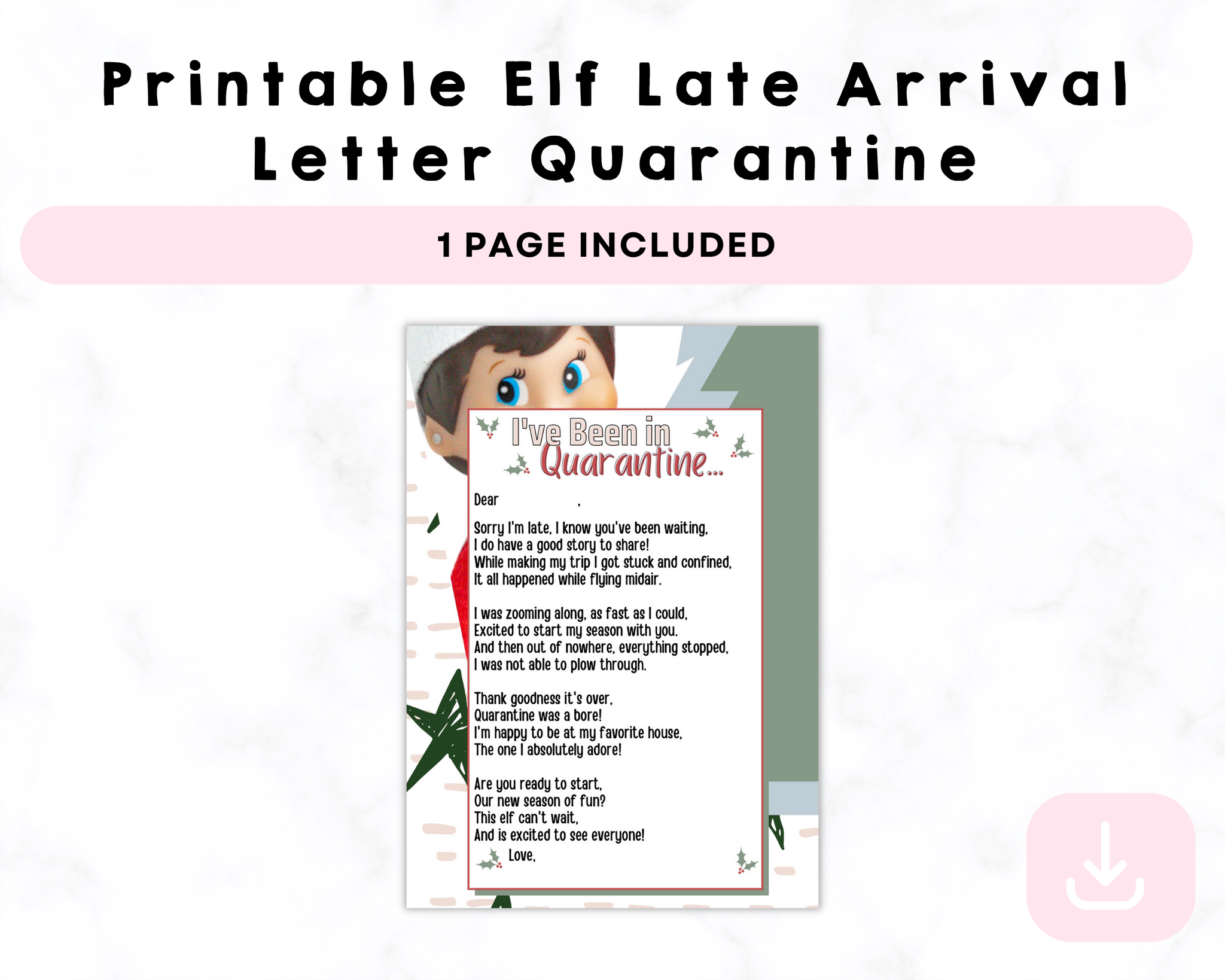 Printable Elf Late Arrival Letter Quarantine – CrystalandComp