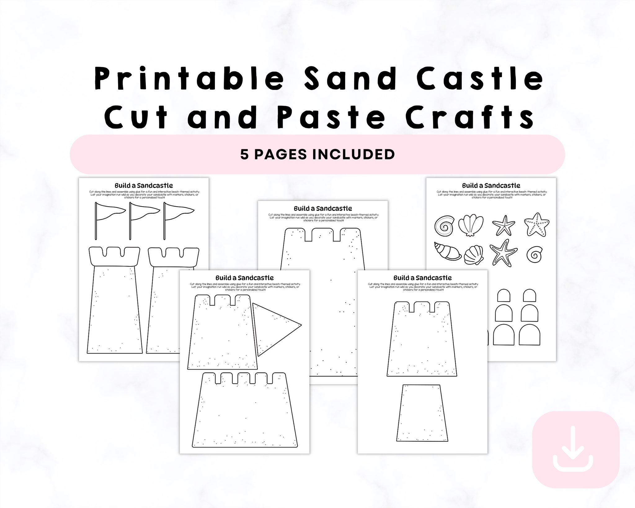 Printable Sand Castle Cut and Paste Crafts – CrystalandComp