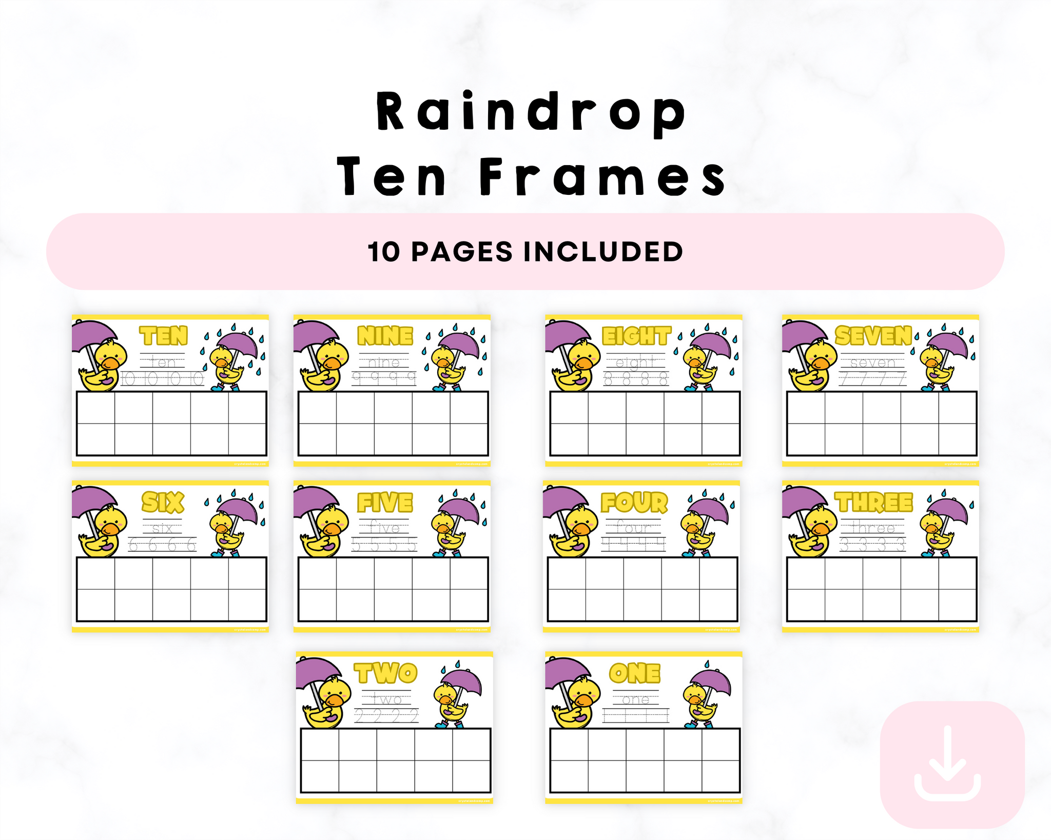 Printable Raindrop Ten Frames – CrystalandComp