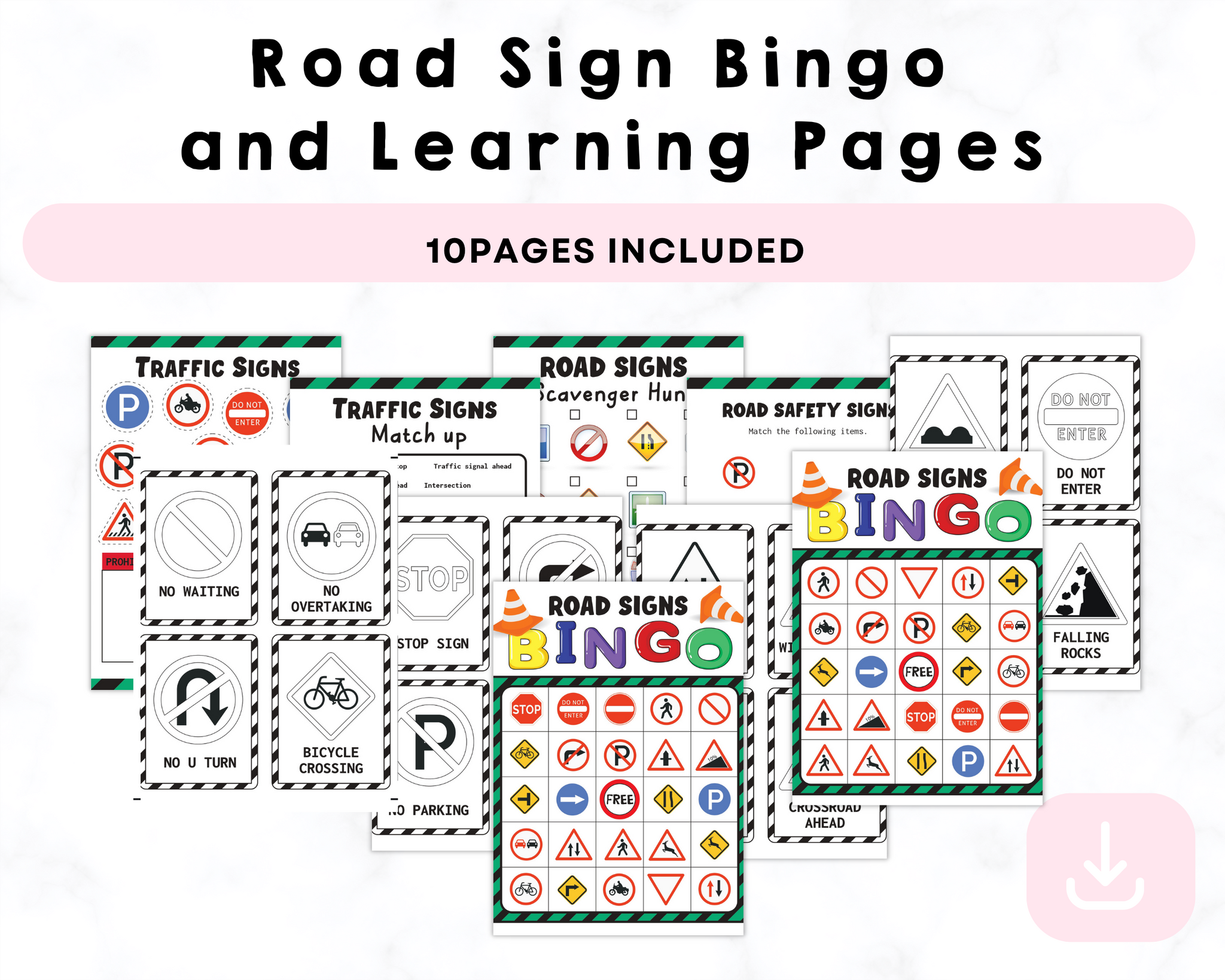 Road Sign Bingo and Learning Pages Printables – CrystalandComp