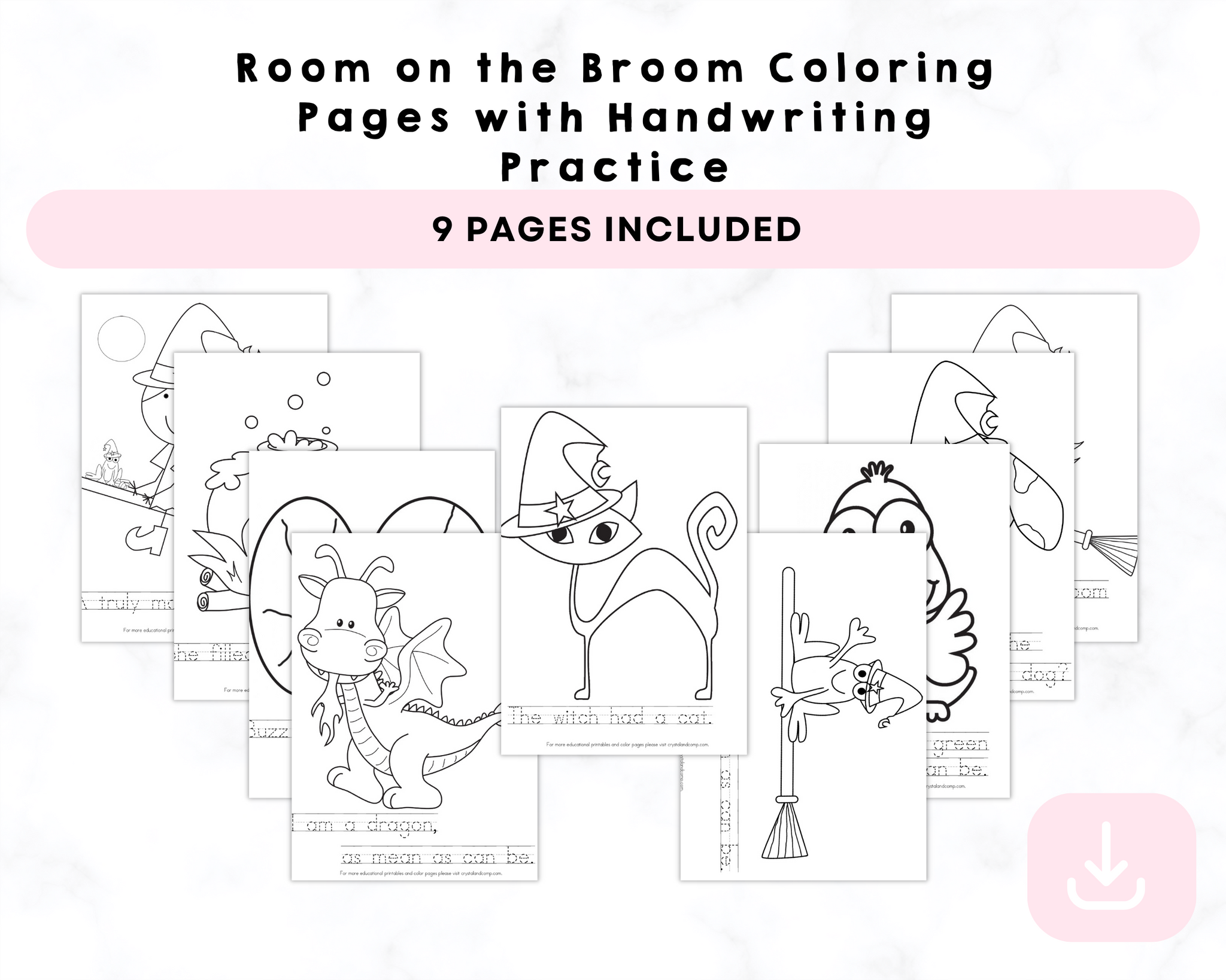 Printable Room on the Broom Color Pages – CrystalandComp