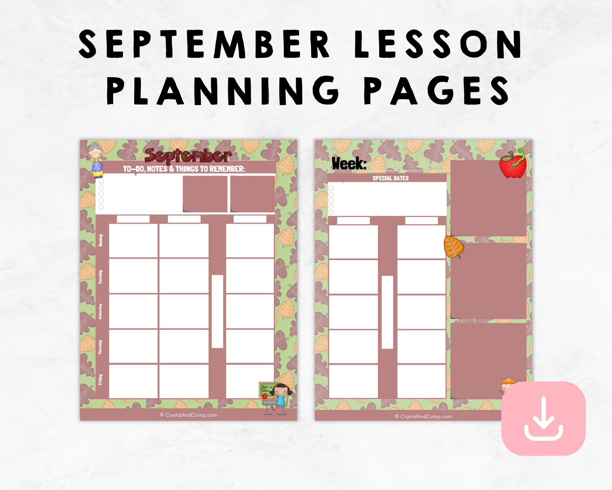 September Lesson Planning Printable – CrystalandComp