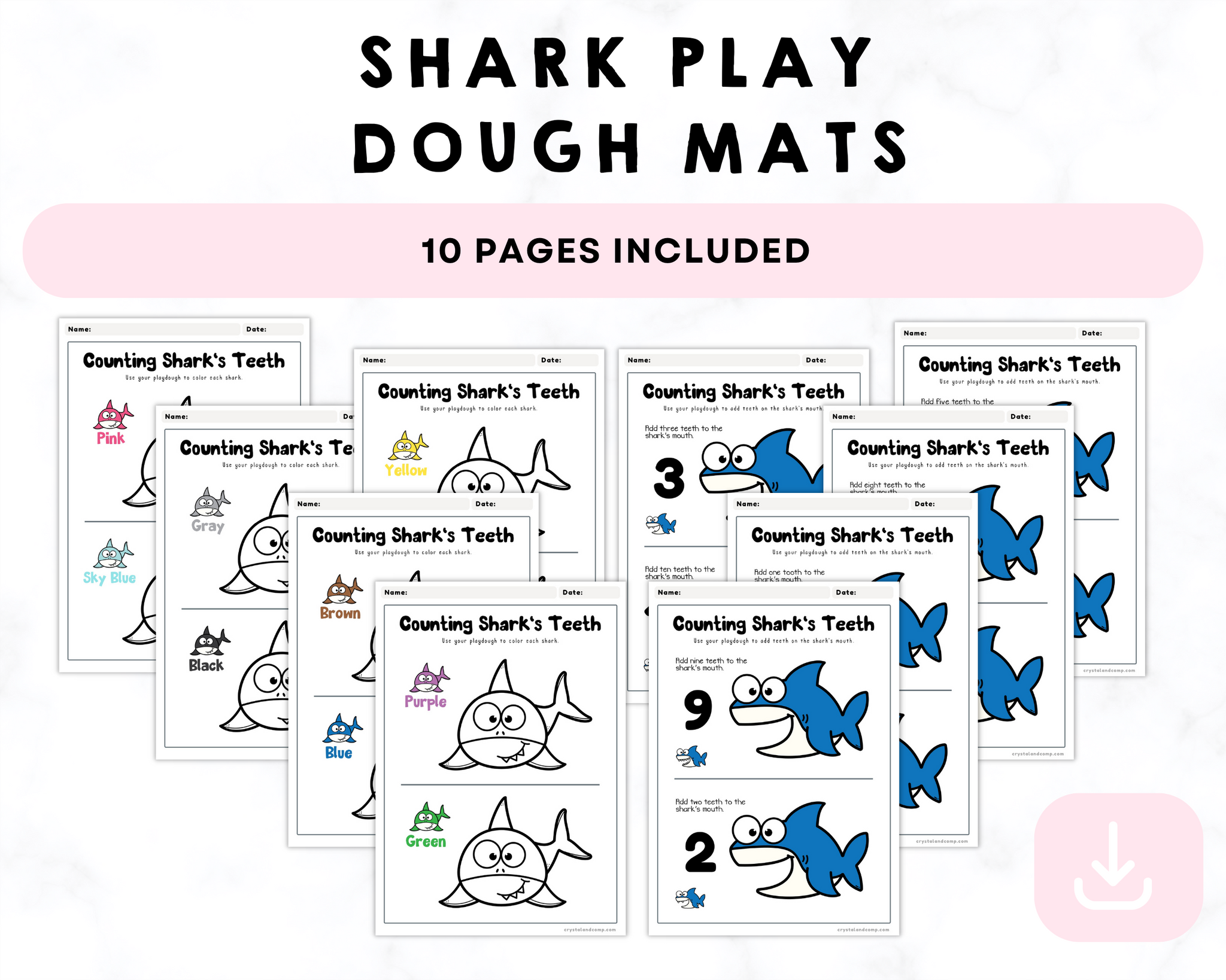 Printable Shark Play Dough Mats – CrystalandComp
