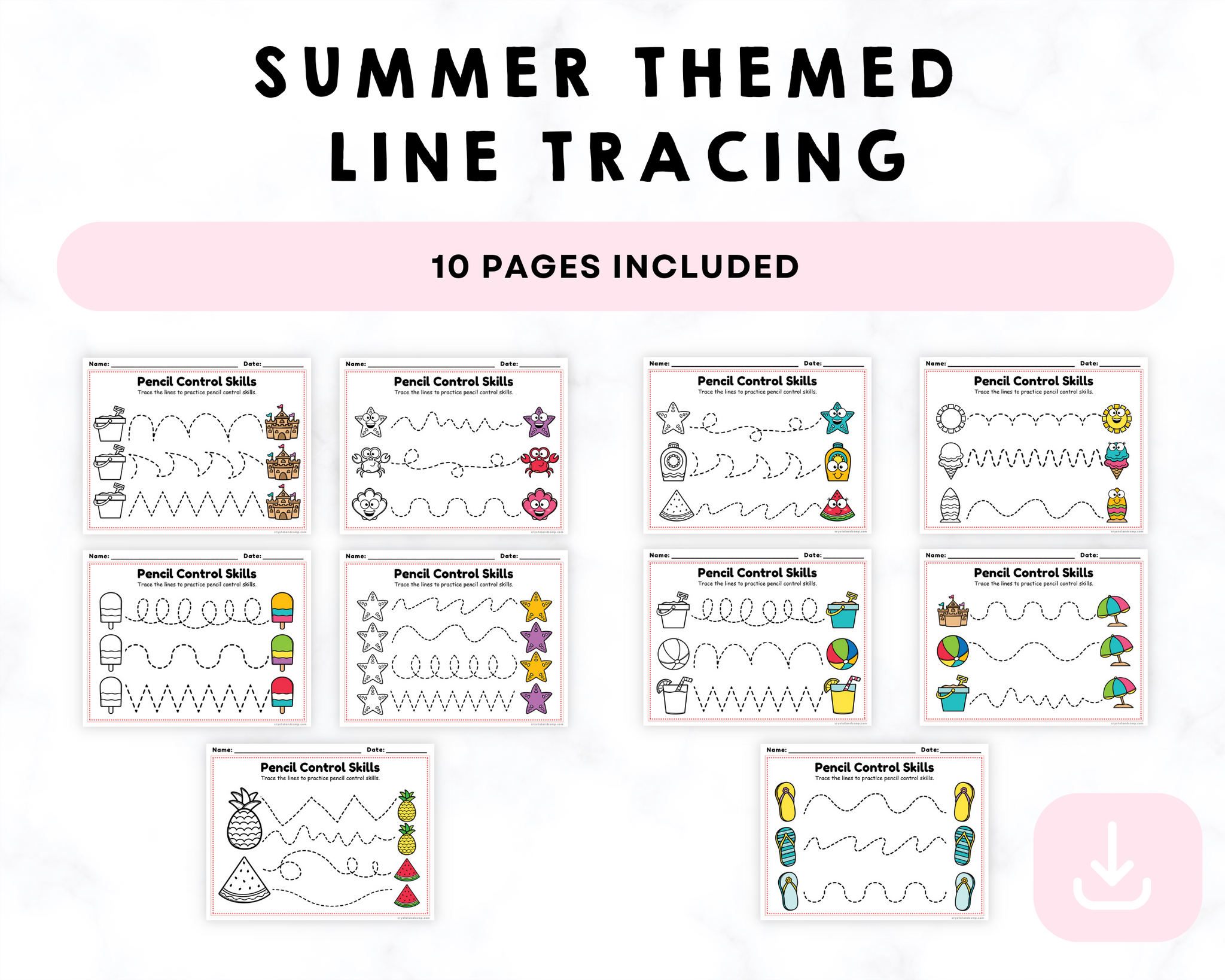 Printable Summer Themed Line Tracing – CrystalandComp