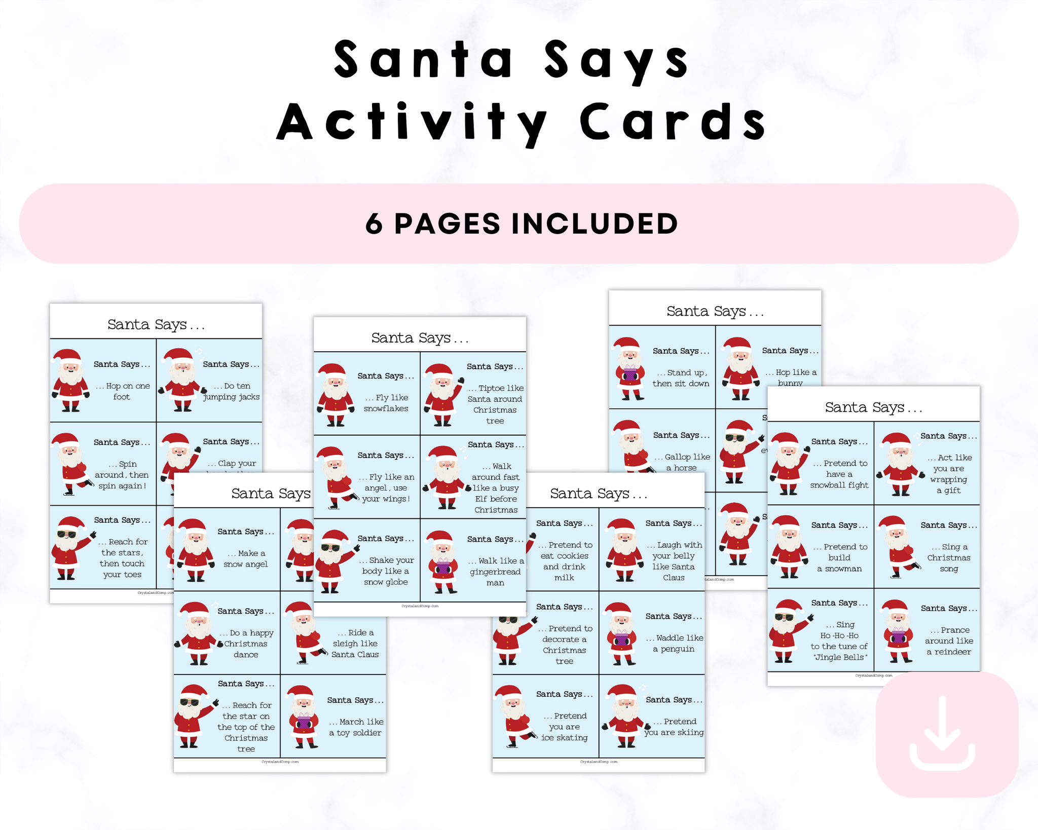 Santa Says Activity Cards Printable – CrystalandComp