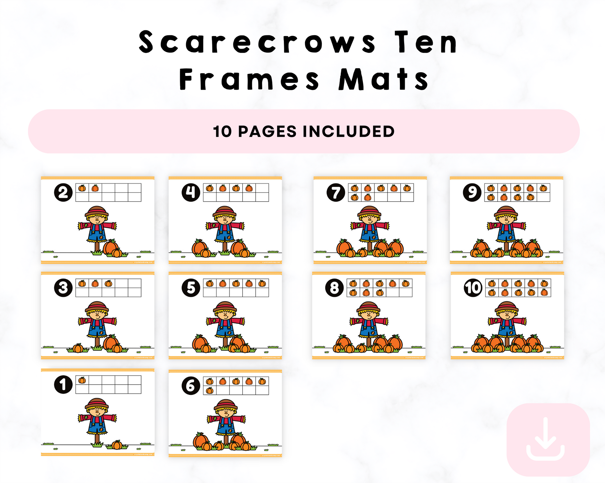 Scarecrows Ten Frames Mats Printable – CrystalandComp