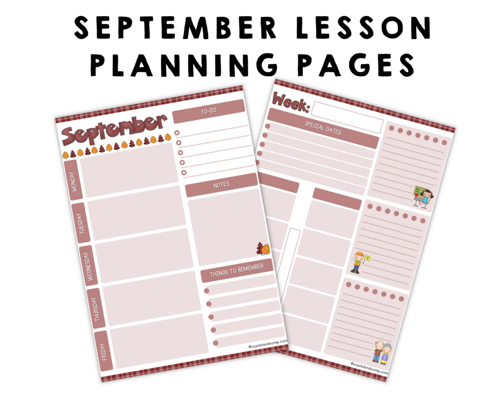 Printable September Lesson Planning Pages – CrystalandComp