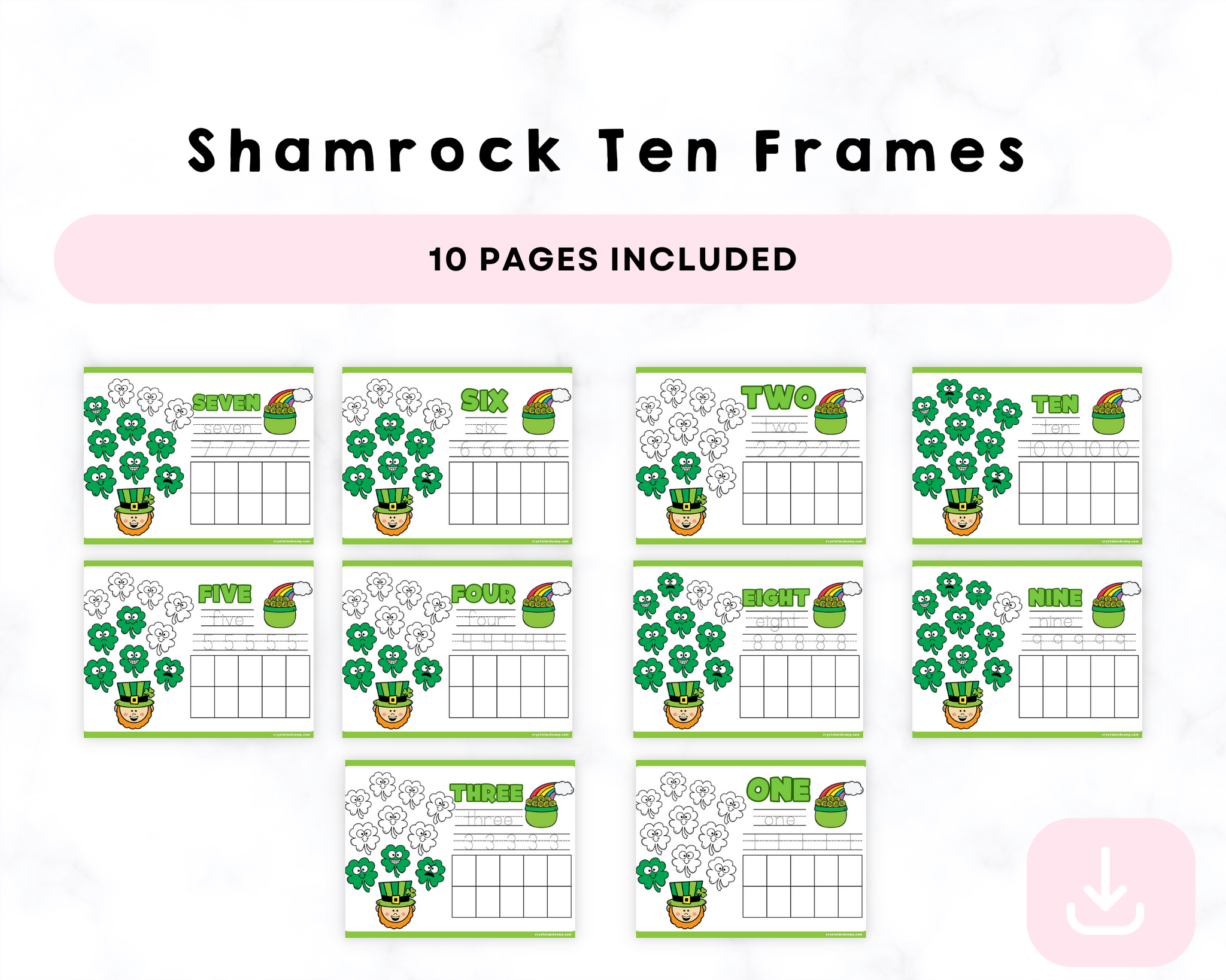 Shamrock Printable Ten Frames – CrystalandComp