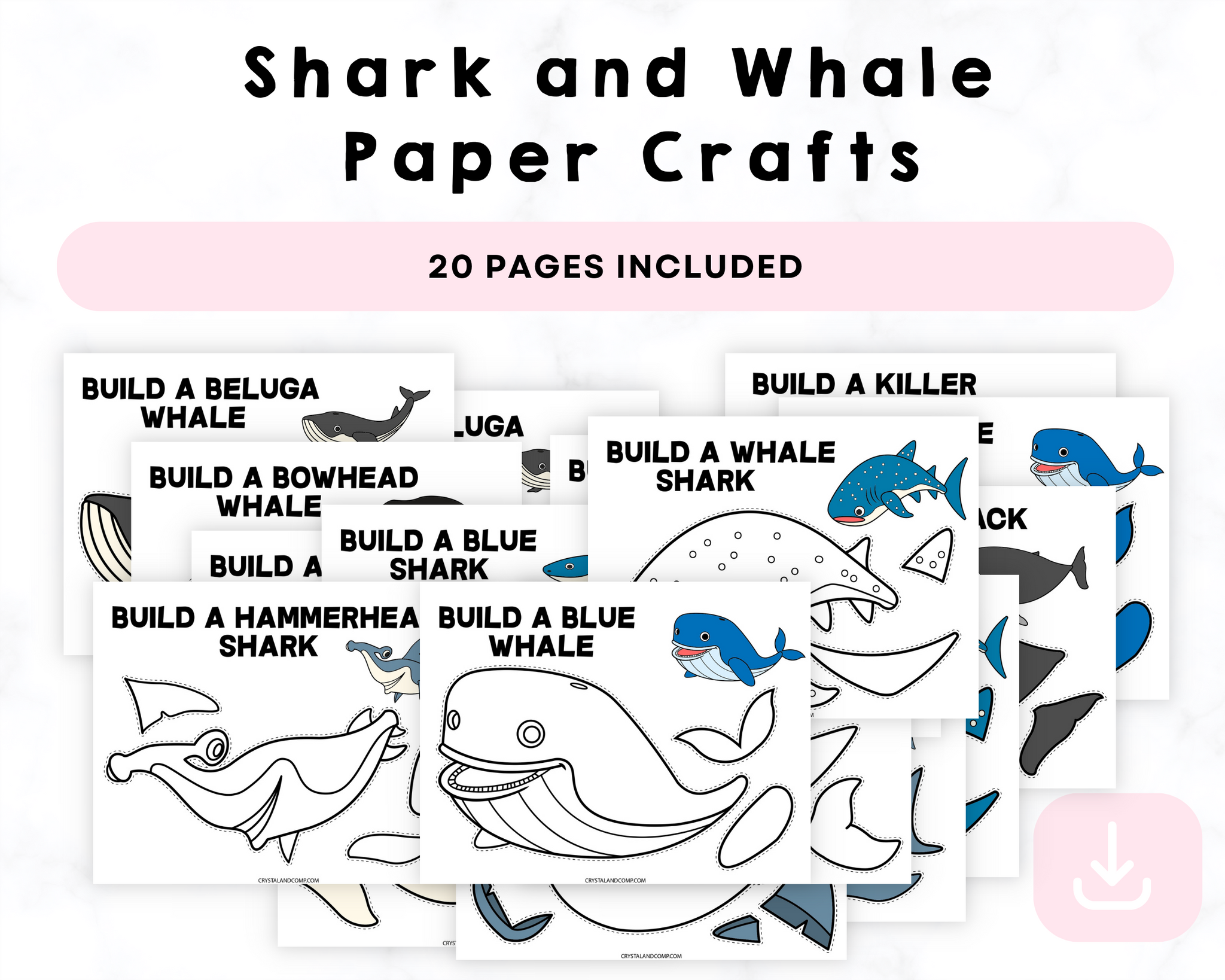 Printable Shark and Whale Paper Crafts – CrystalandComp
