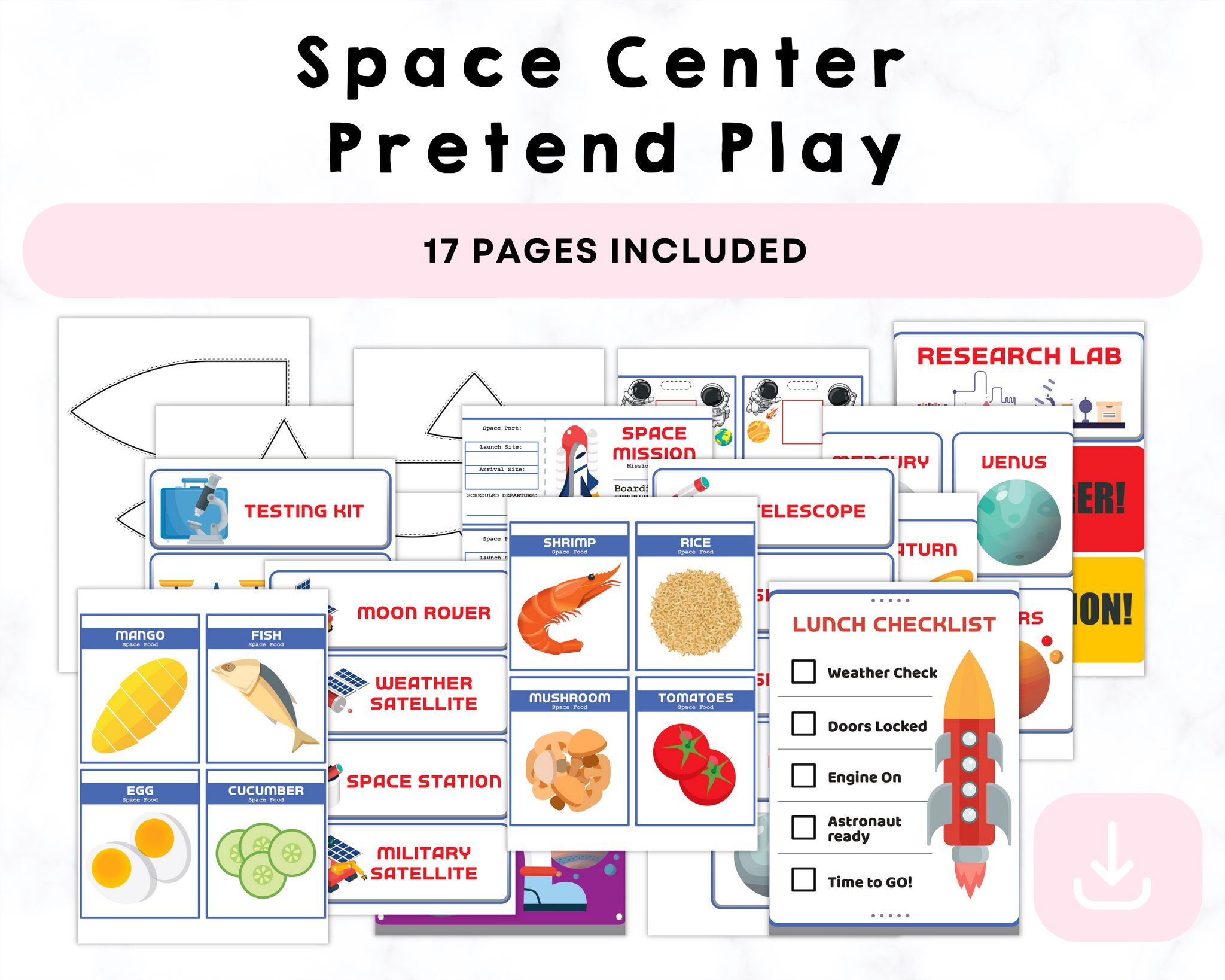 Space Center Pretend Play Printables – CrystalandComp