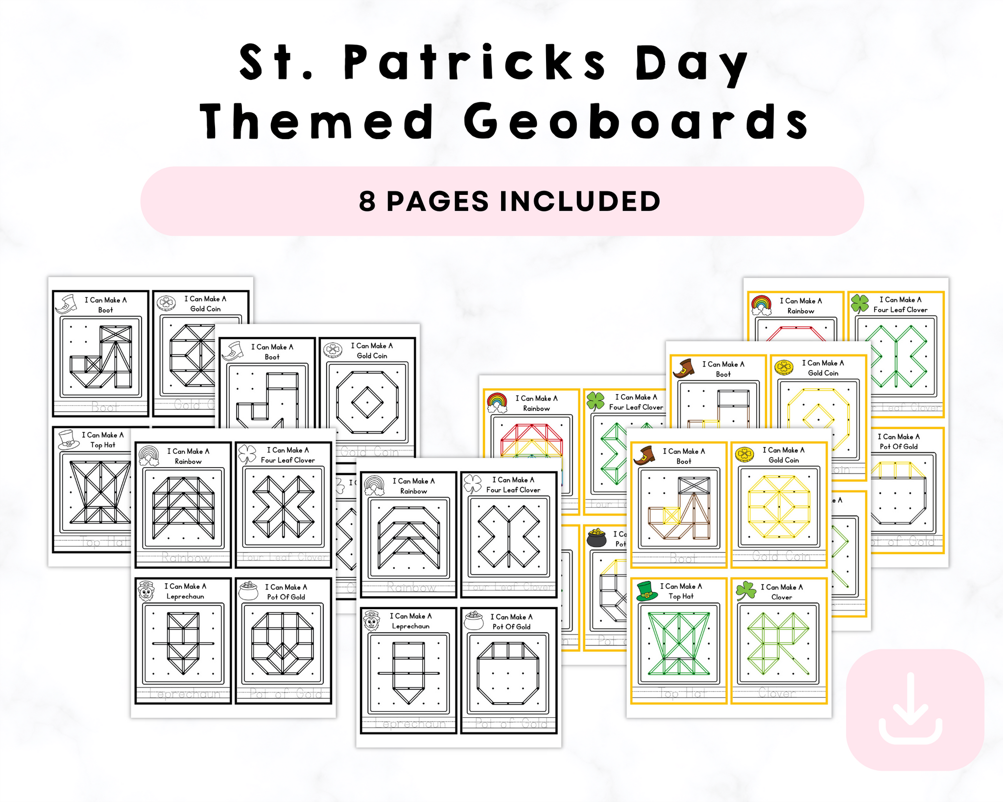 Printable St. Patricks Day Themed Geoboards – CrystalandComp