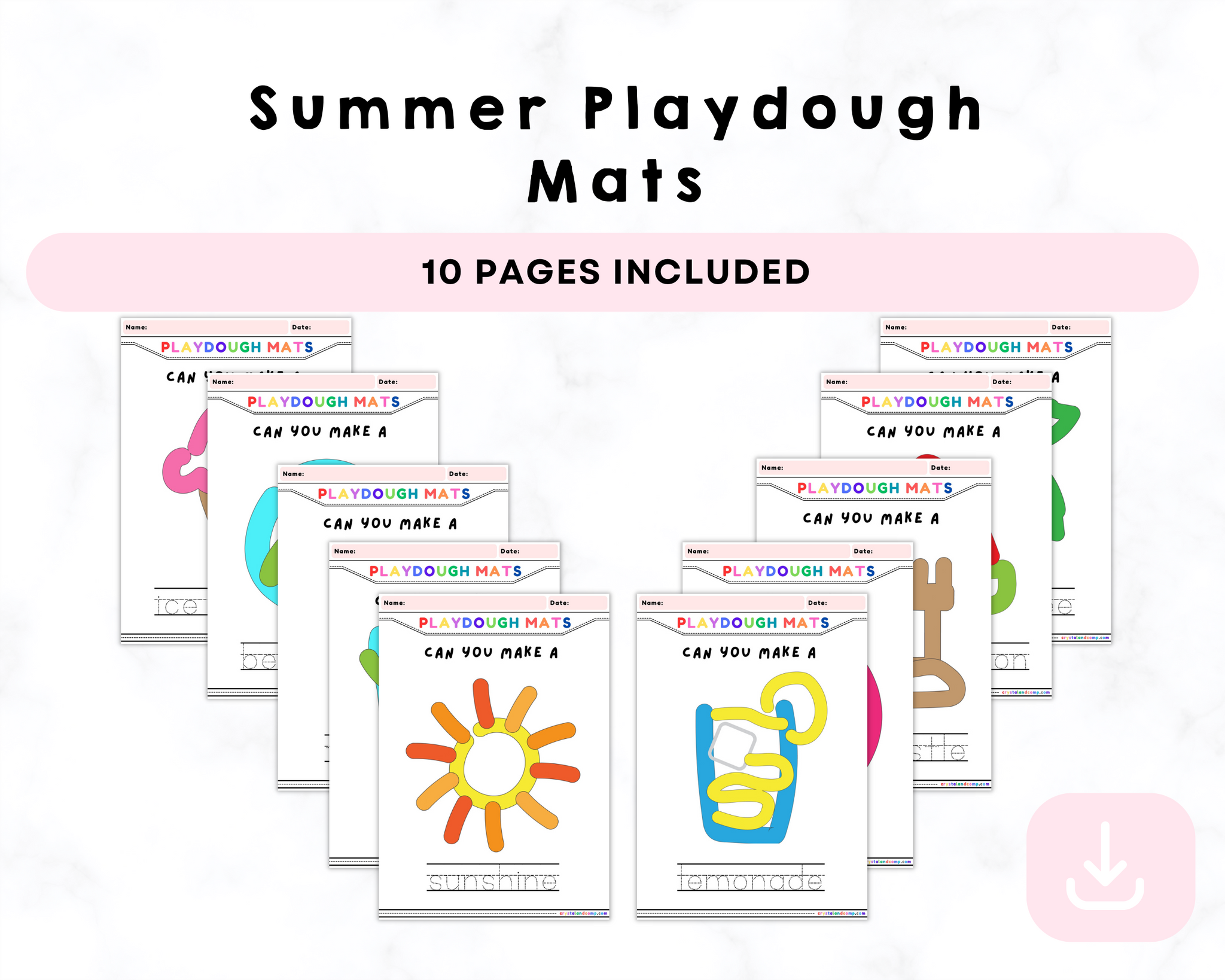 Printable Summer Playdough Mats – CrystalandComp