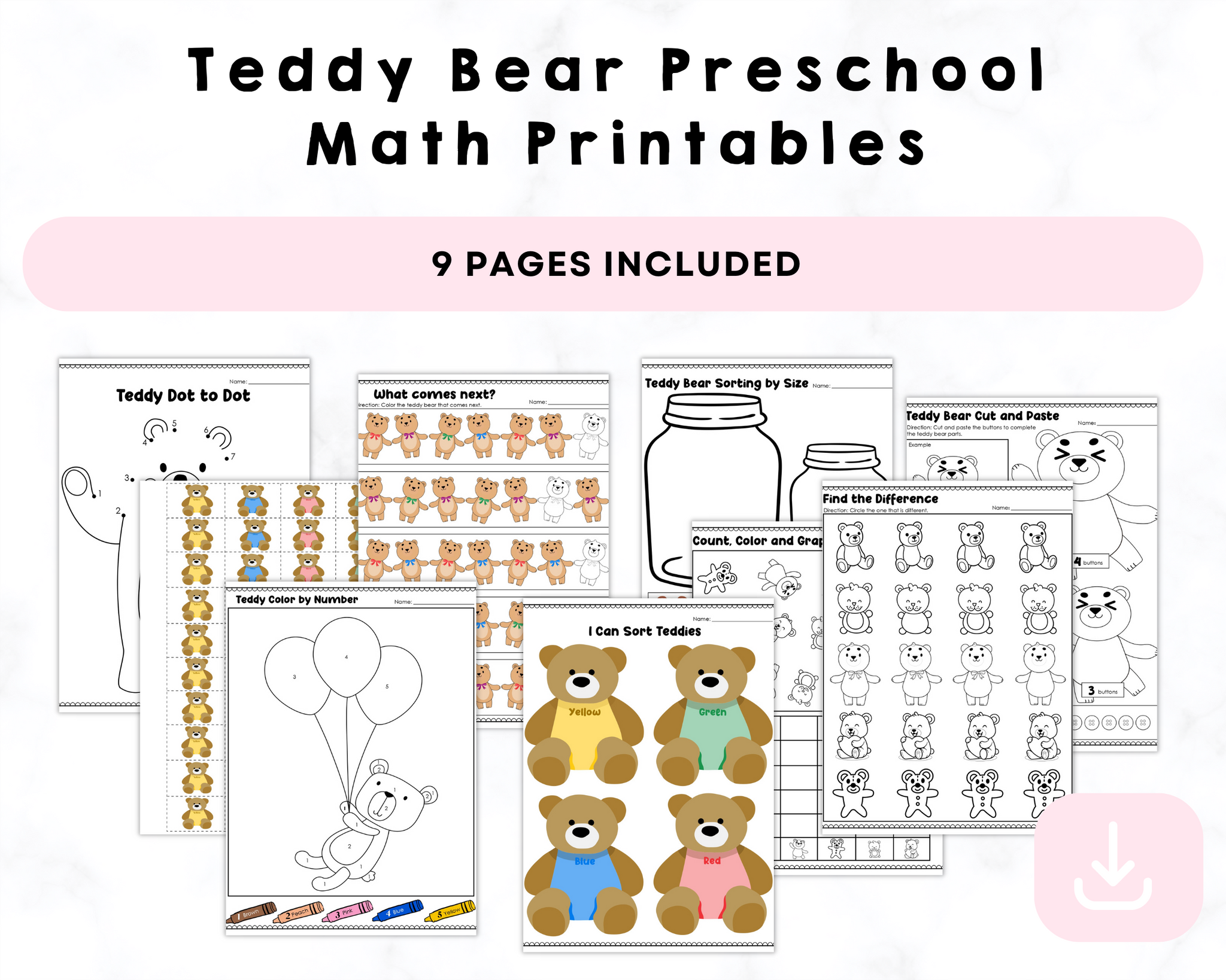 Teddy Bear Preschool Math Printables – CrystalandComp