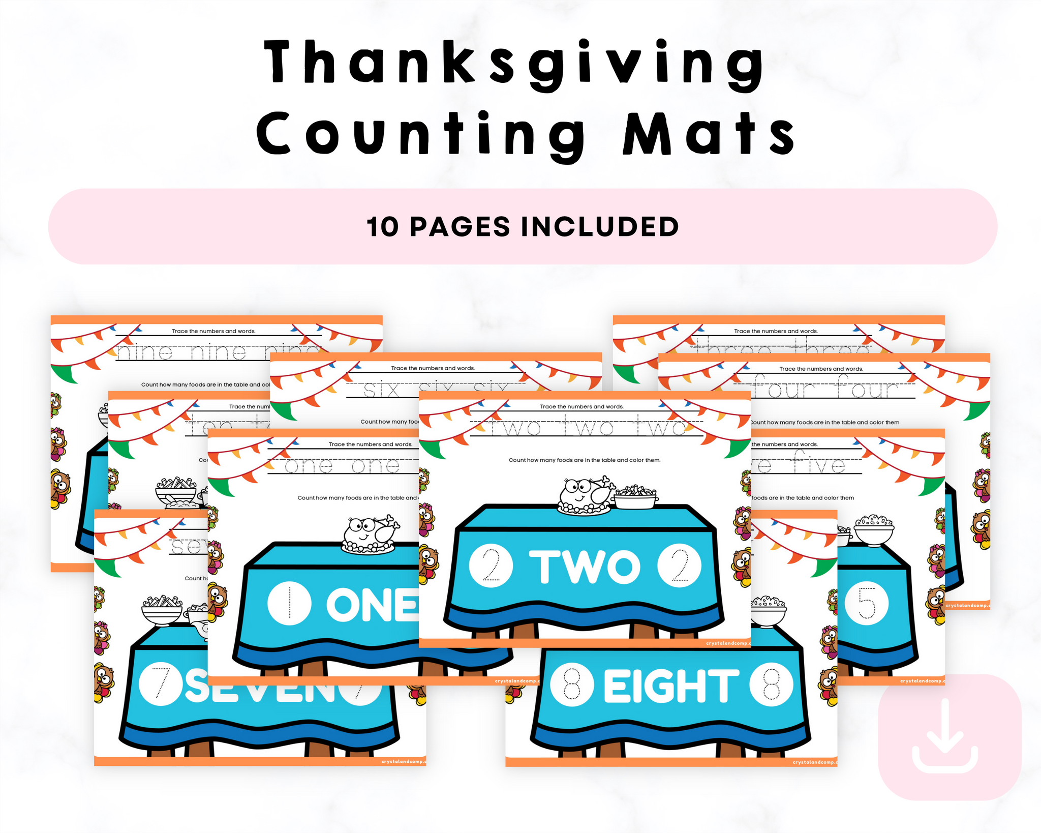Printable Thanksgiving Counting Mats – CrystalandComp