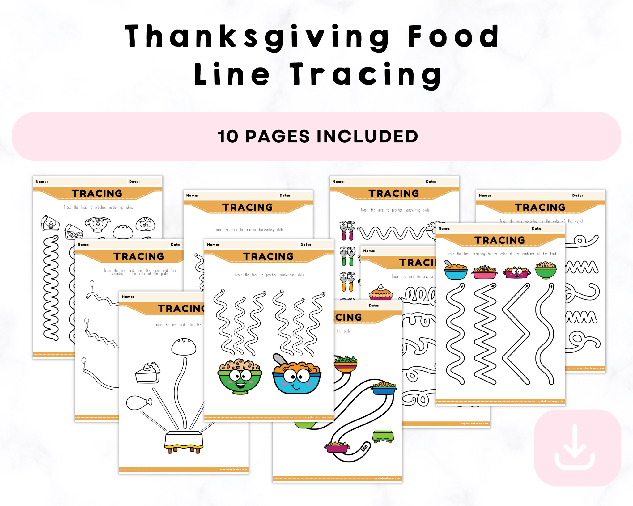 Printable Thanksgiving Food Line Tracing – CrystalandComp