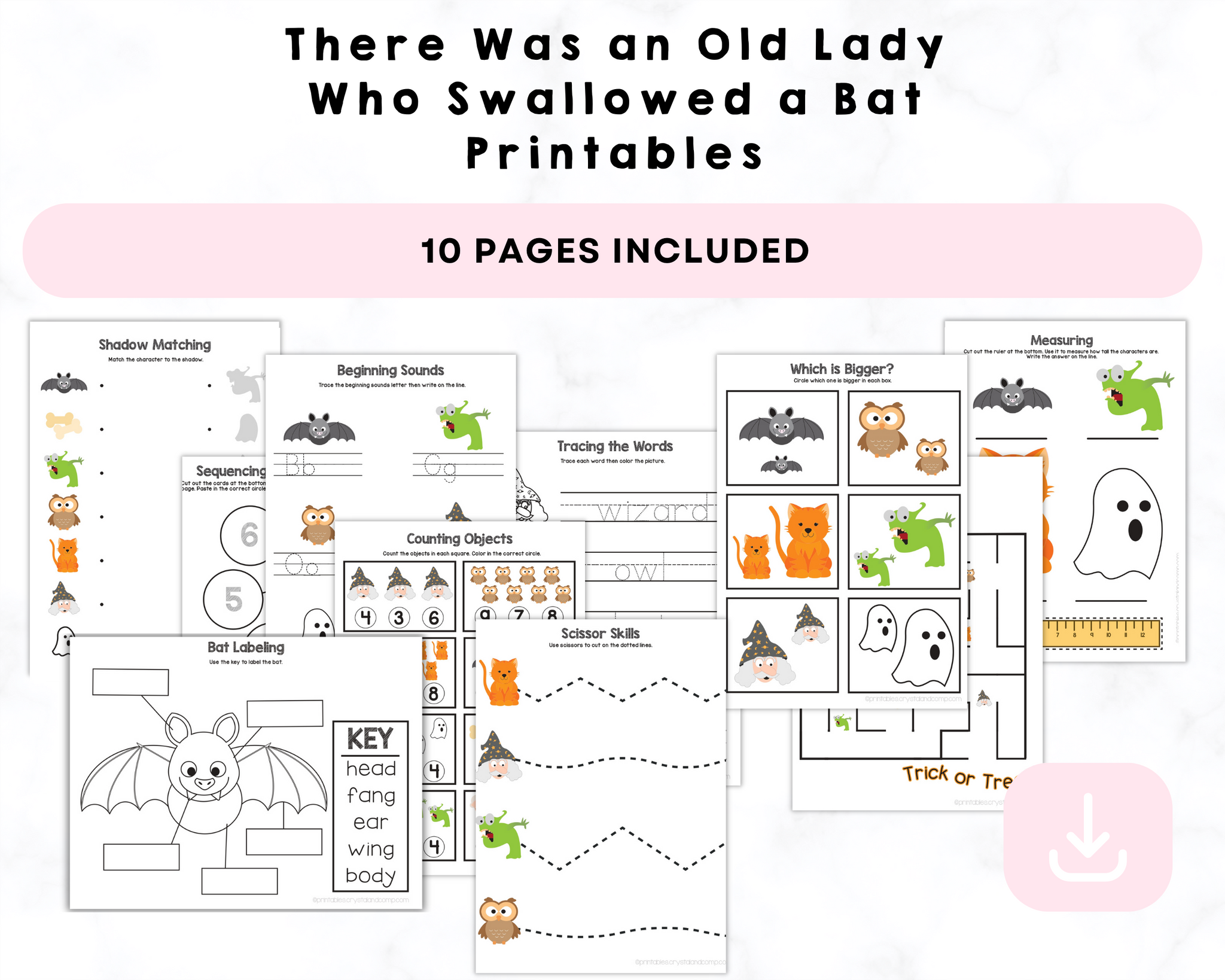 There Was an Old Lady Who Swallowed a Bat Printable – CrystalandComp
