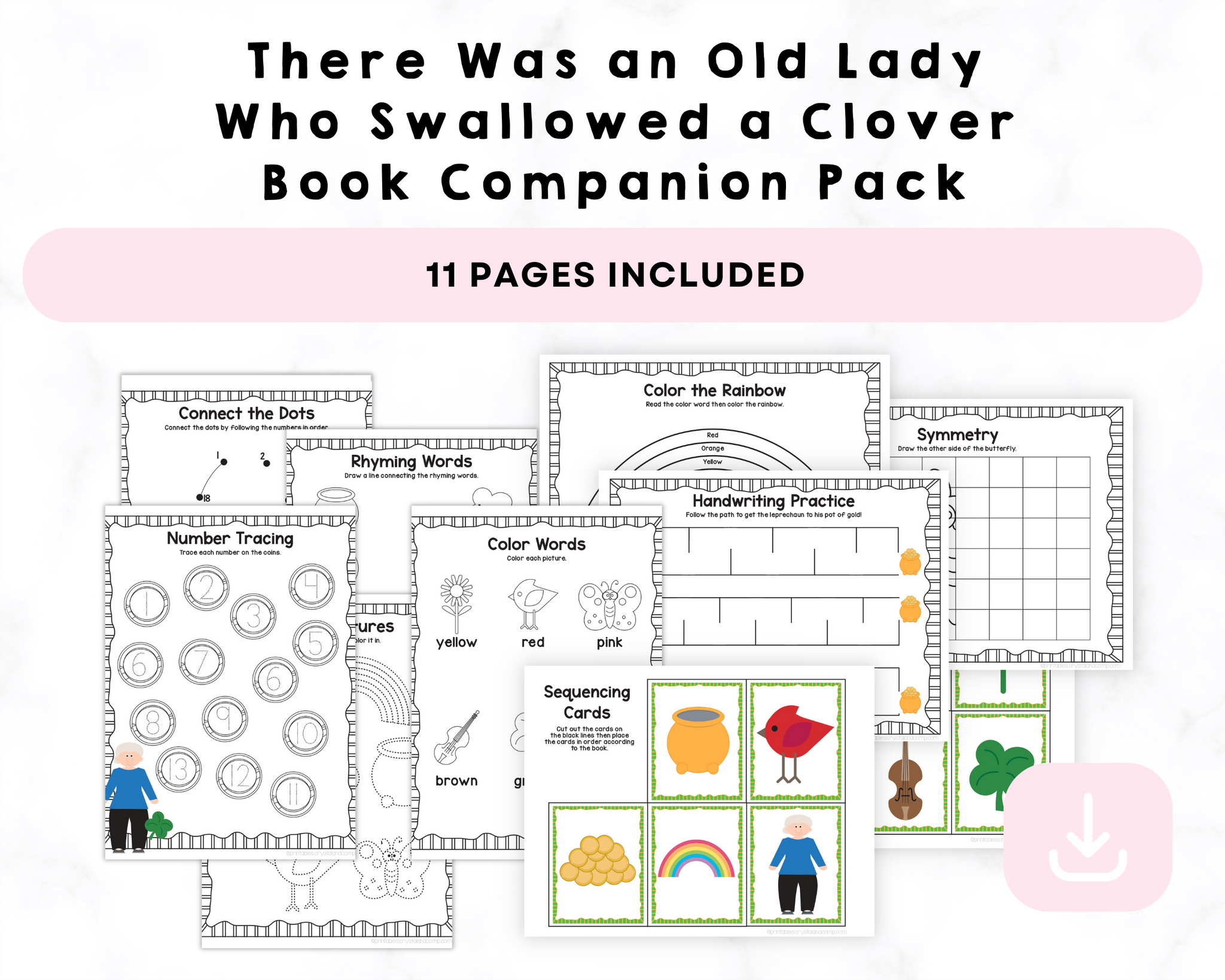 There Was an Old Lady Who Swallowed a Clover Book Companion Pack Print ...