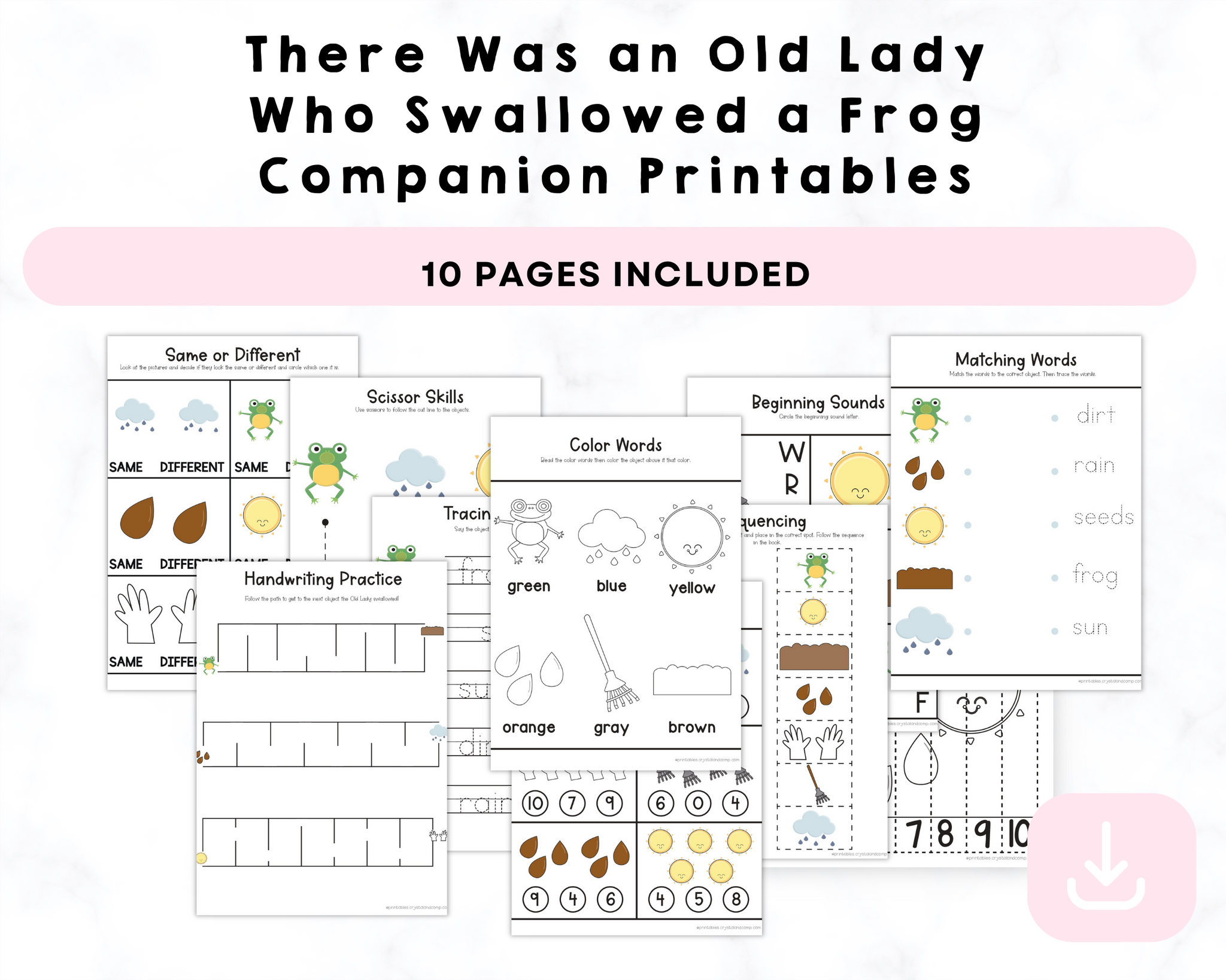There Was an Old Lady Who Swallowed a Frog Companion Printables ...