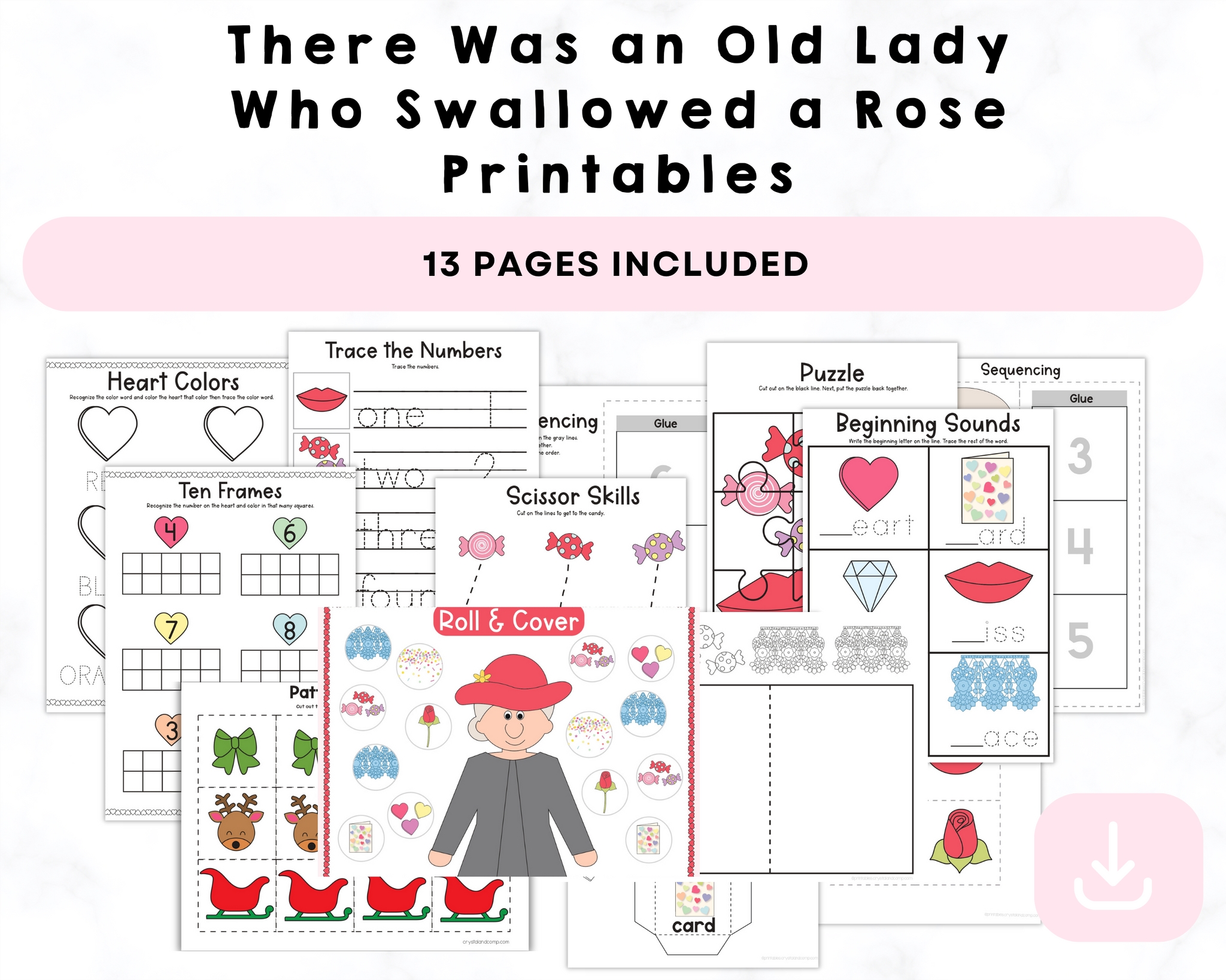 There Was an Old Lady Who Swallowed a Rose Printables – CrystalandComp