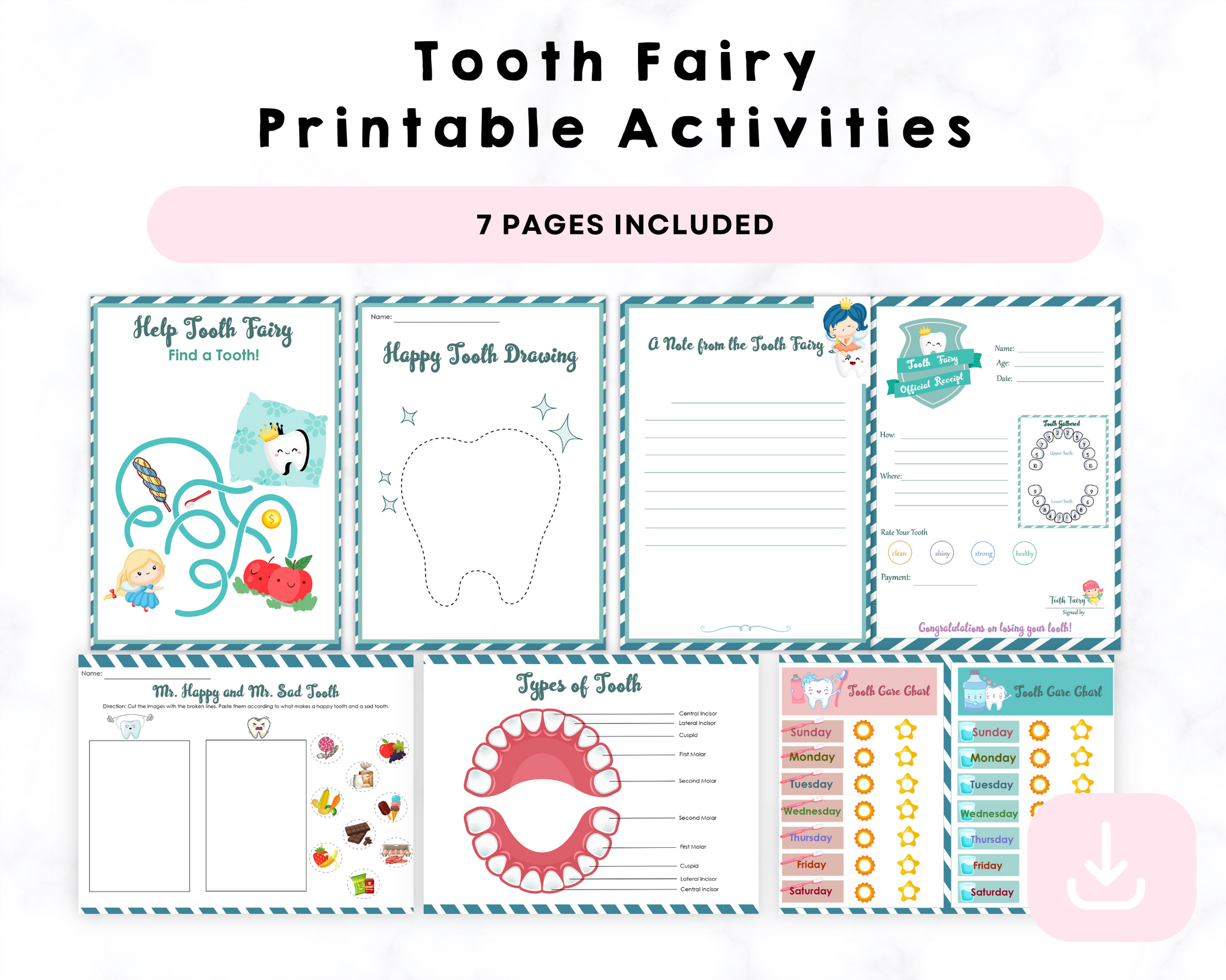 Tooth Fairy Printable Activities – CrystalandComp