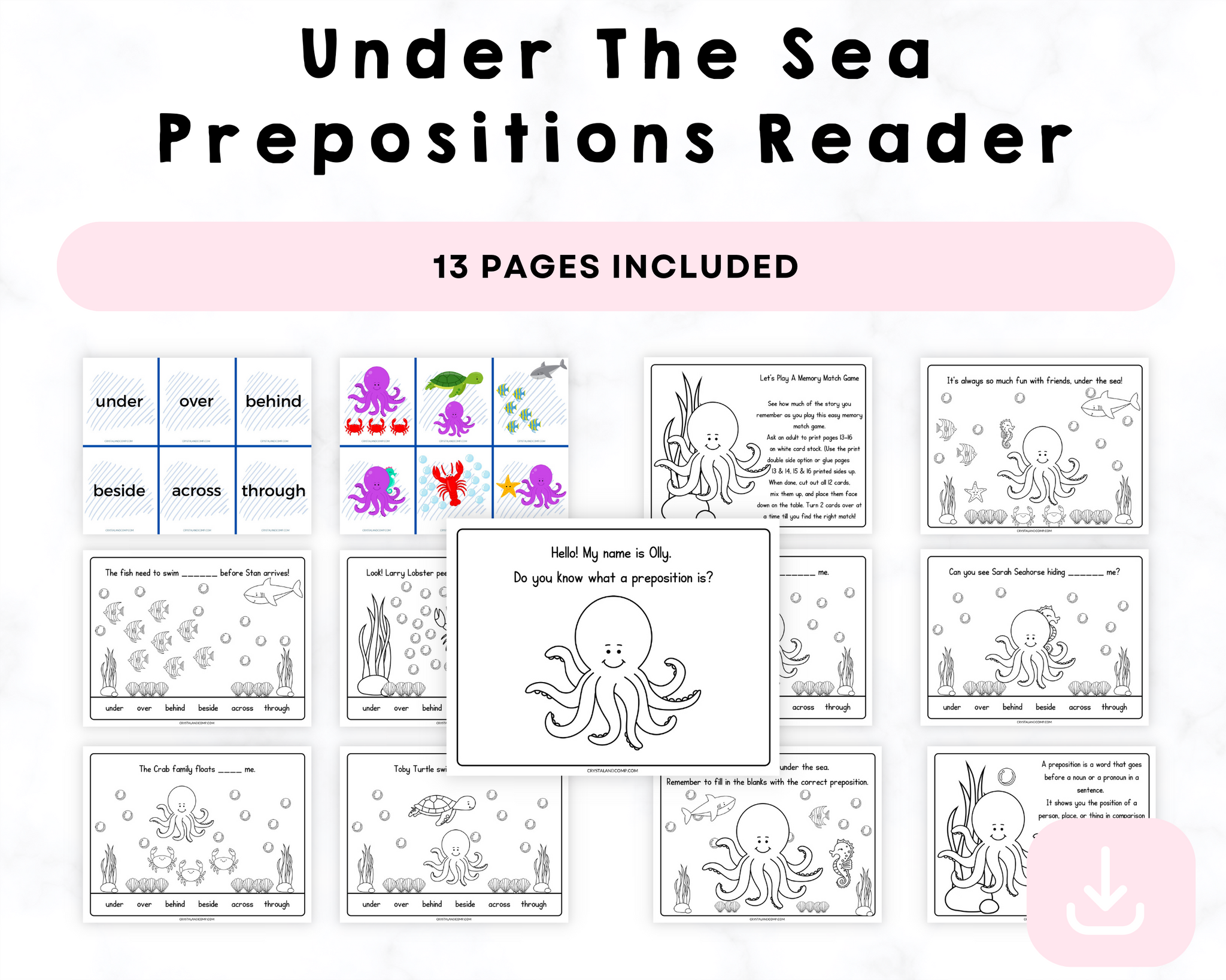 Under The Sea Prepositions Reader Printables (with Coloring Pages and ...