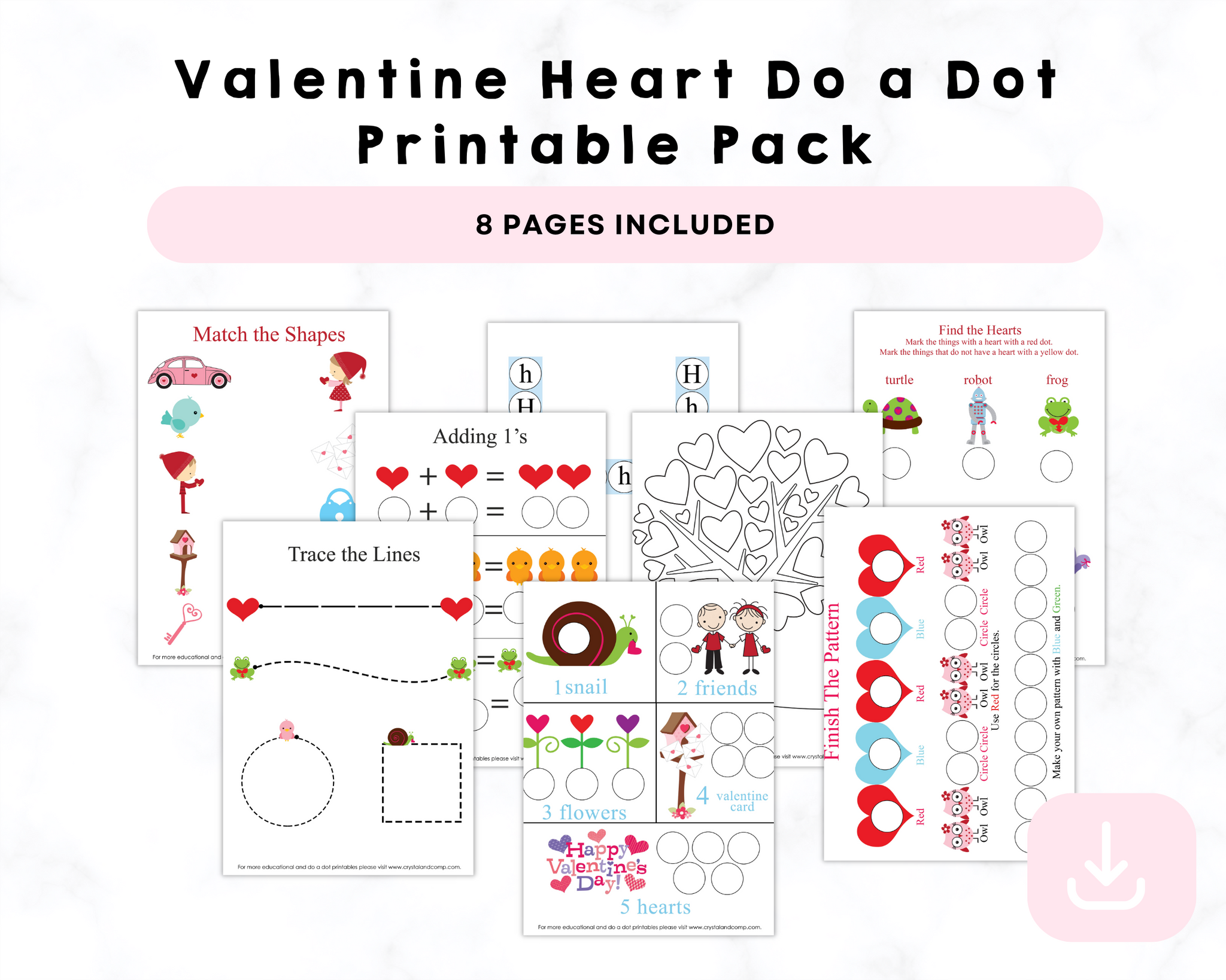 Valentine Heart Do a Dot Printable Pack – CrystalandComp