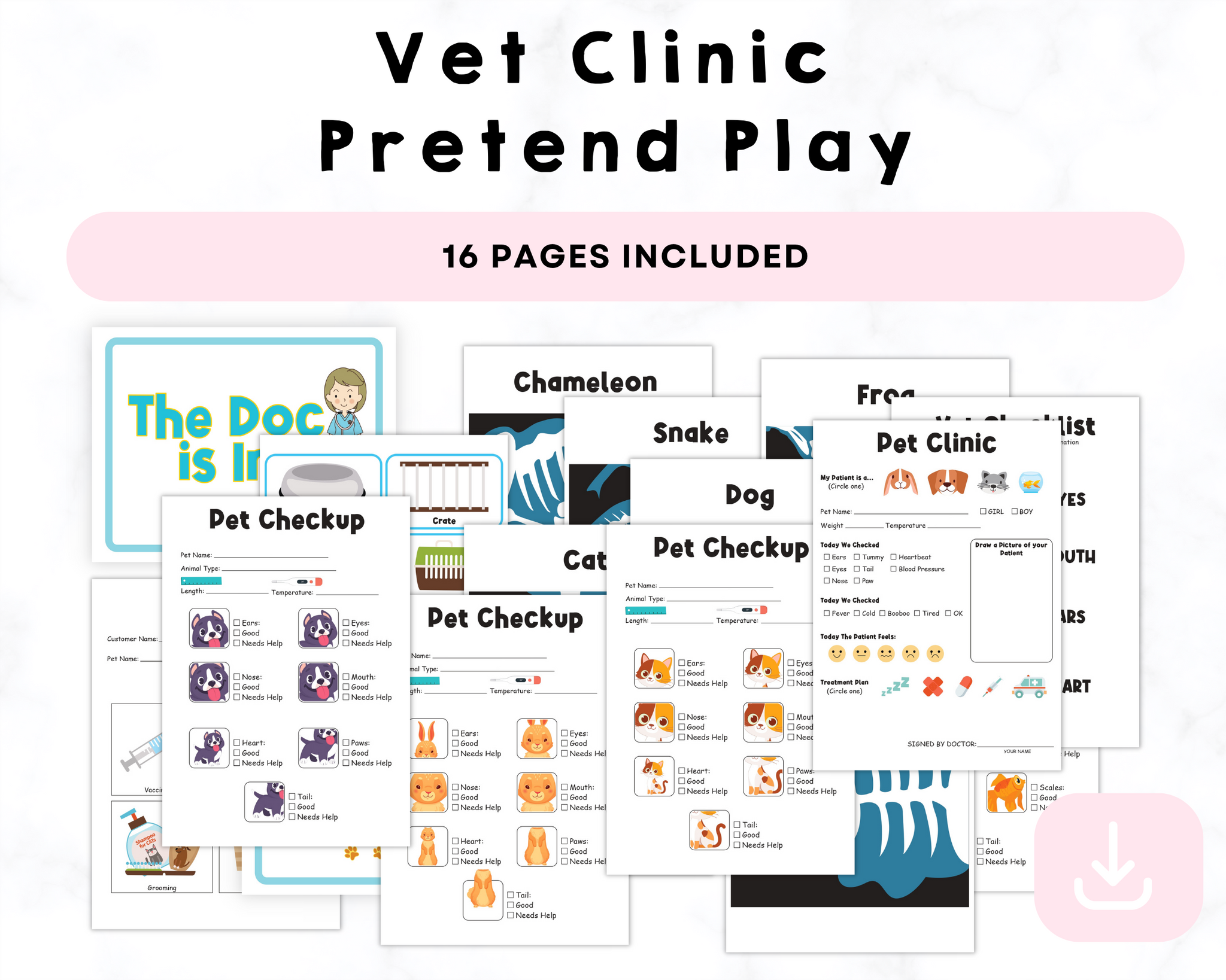 Vet Clinic Pretend Play Printables – CrystalandComp