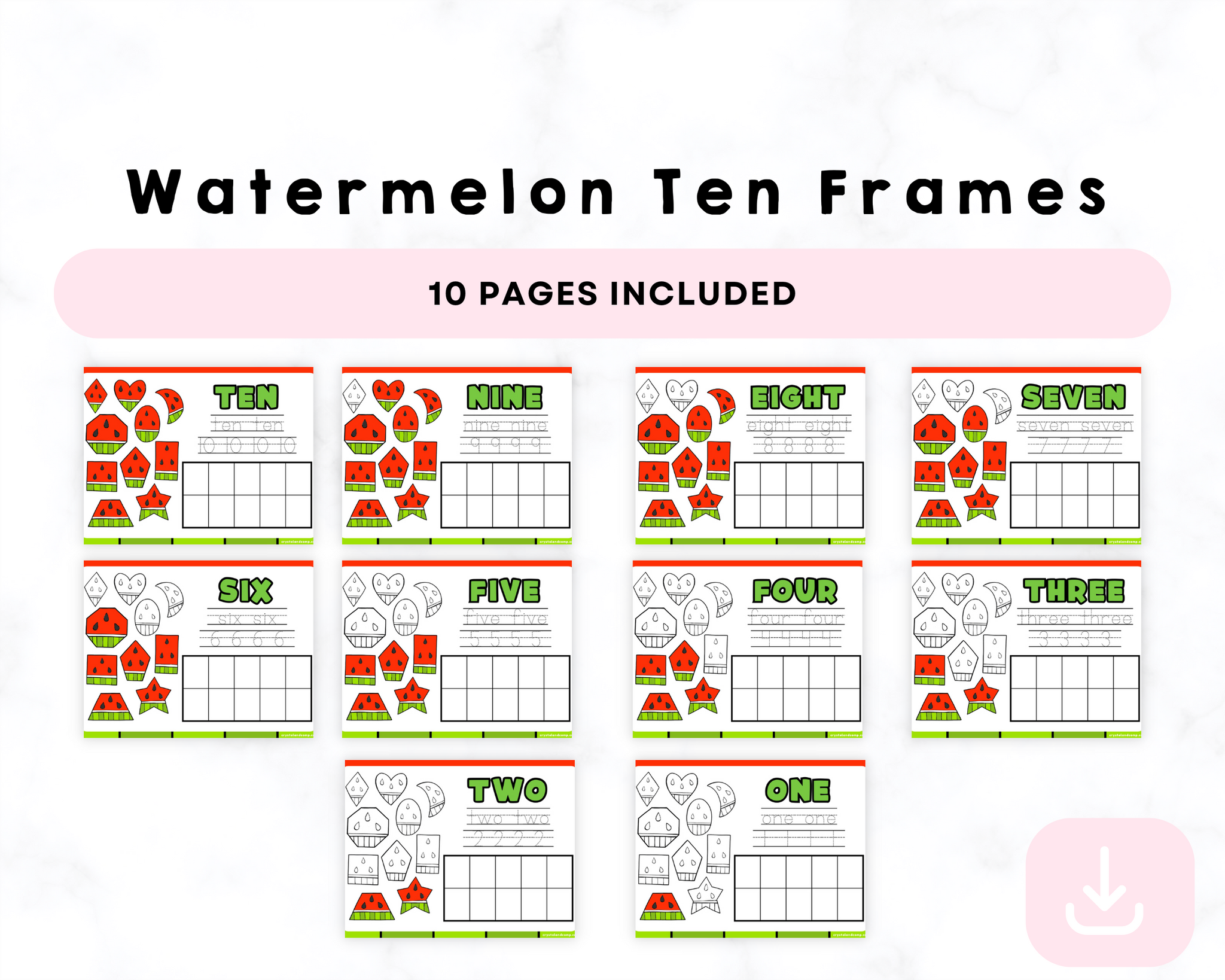 Printable Watermelon Ten Frames – CrystalandComp