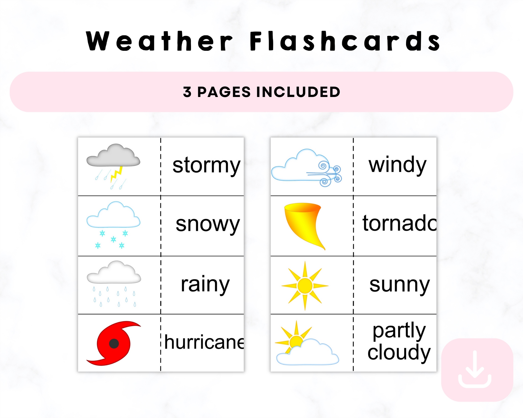 Weather Flashcards Printables – CrystalandComp