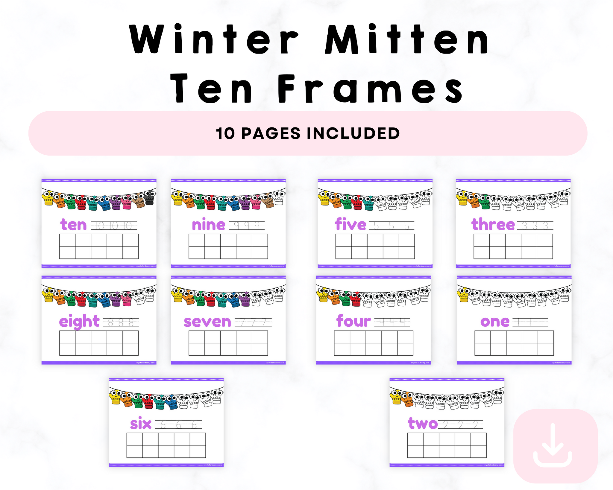 Printable Winter Mitten Ten Frames – CrystalandComp
