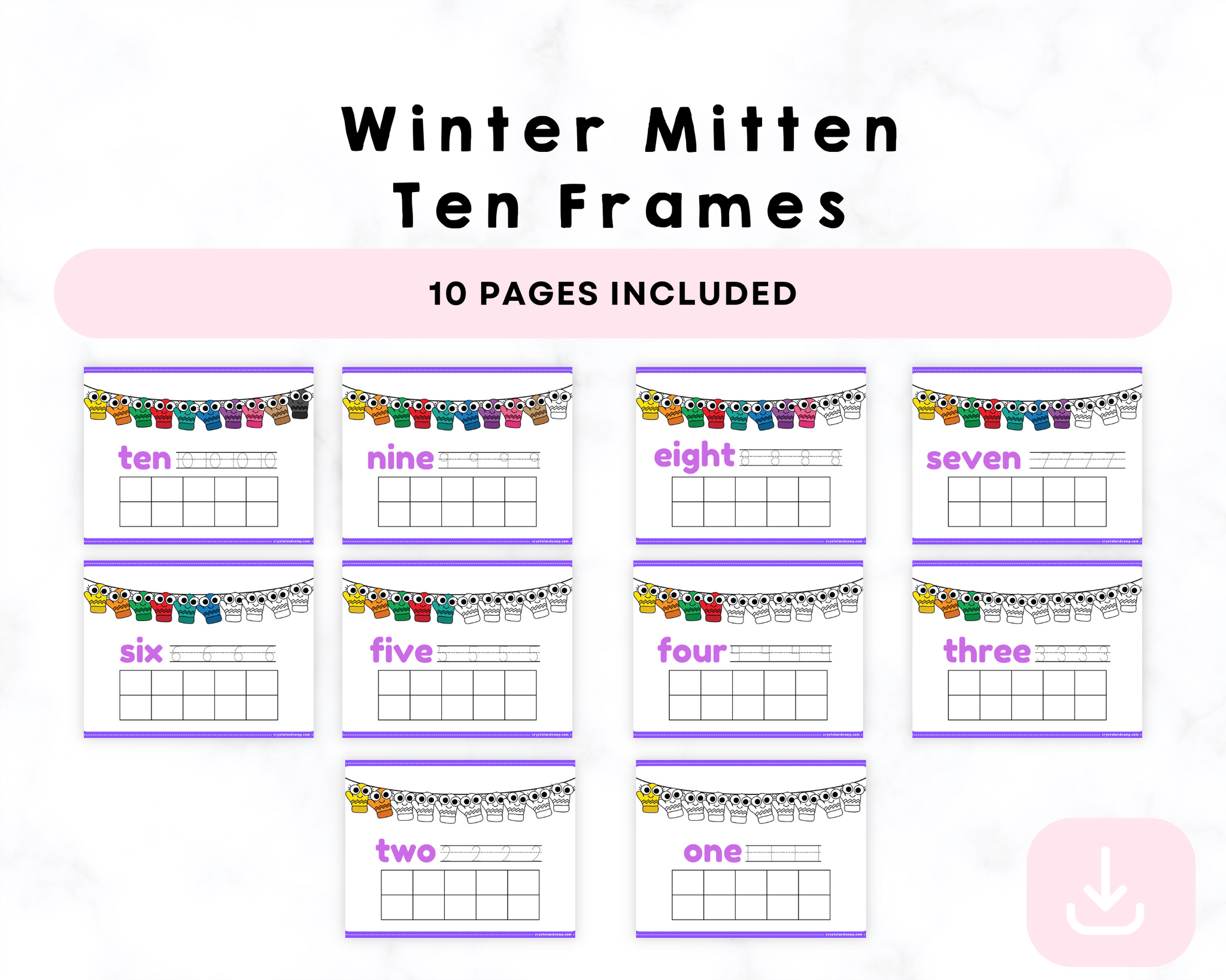 Printable Winter Mitten Ten Frames – CrystalandComp