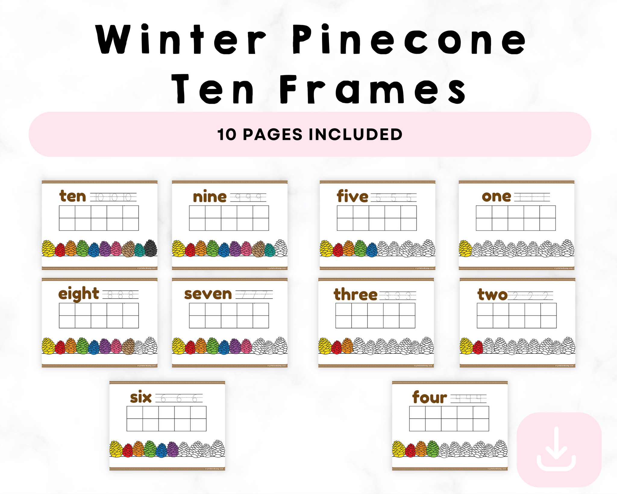 Winter Pinecone Ten Printable Frames – CrystalandComp