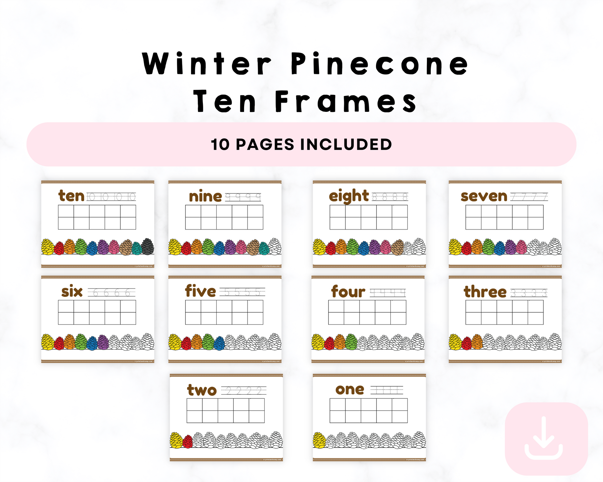 Winter Pinecone Ten Printable Frames – CrystalandComp