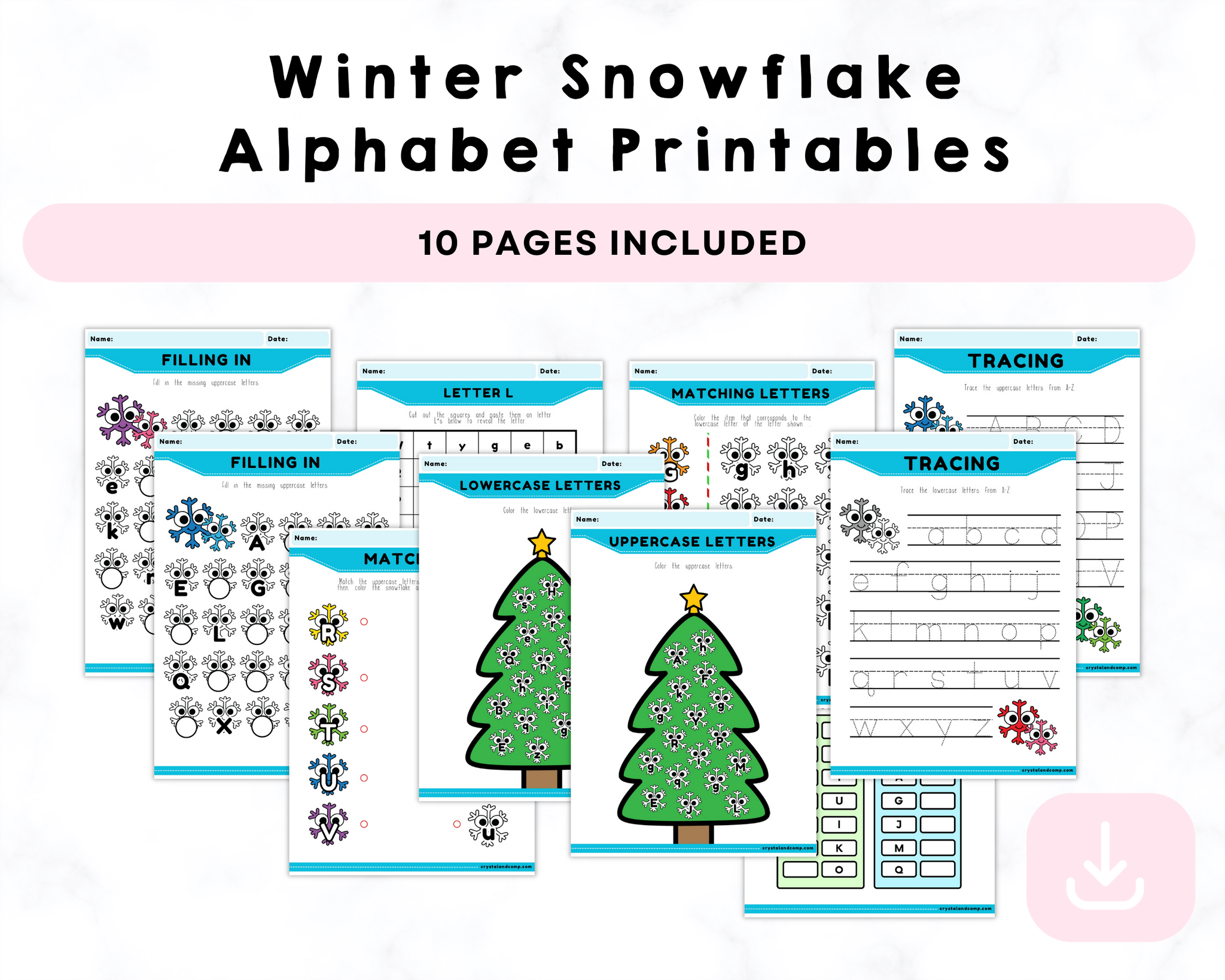 Winter Snowflake Alphabet Printables – CrystalandComp