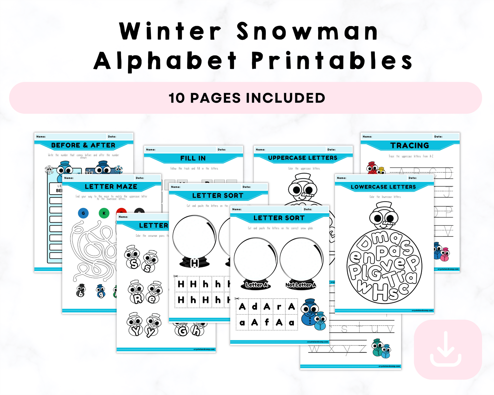 Winter Snowman Alphabet Printables – CrystalandComp