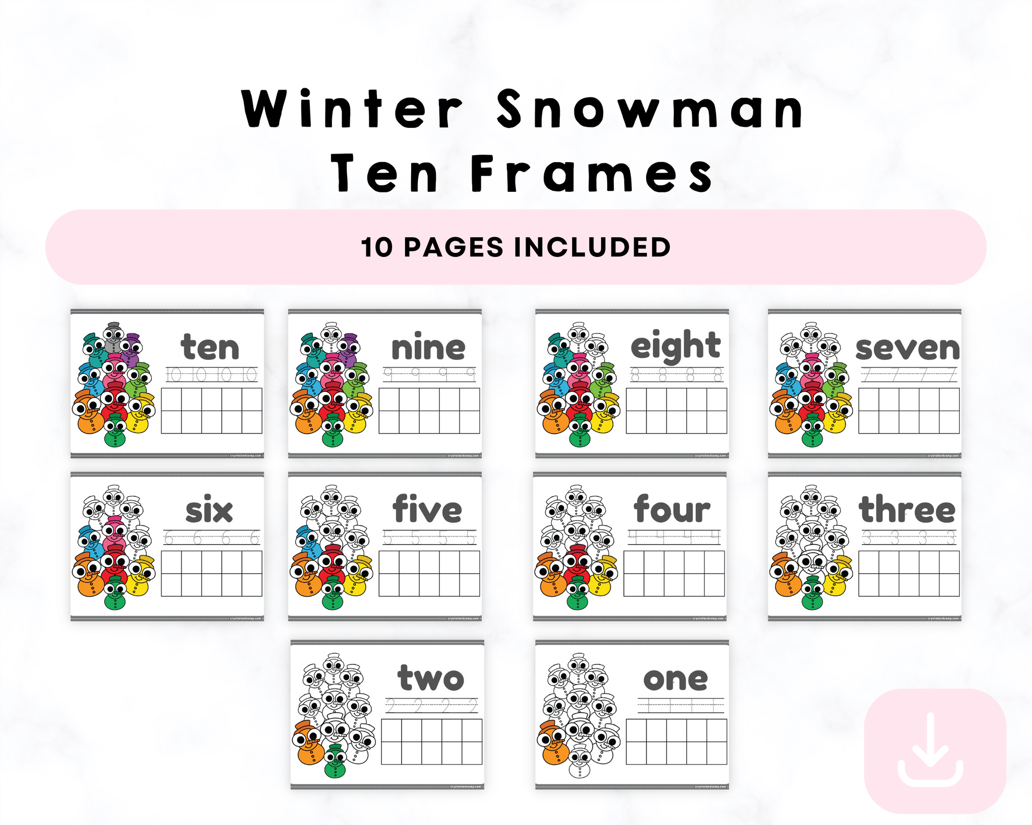 Winter Snowman Ten Printable Frames – CrystalandComp