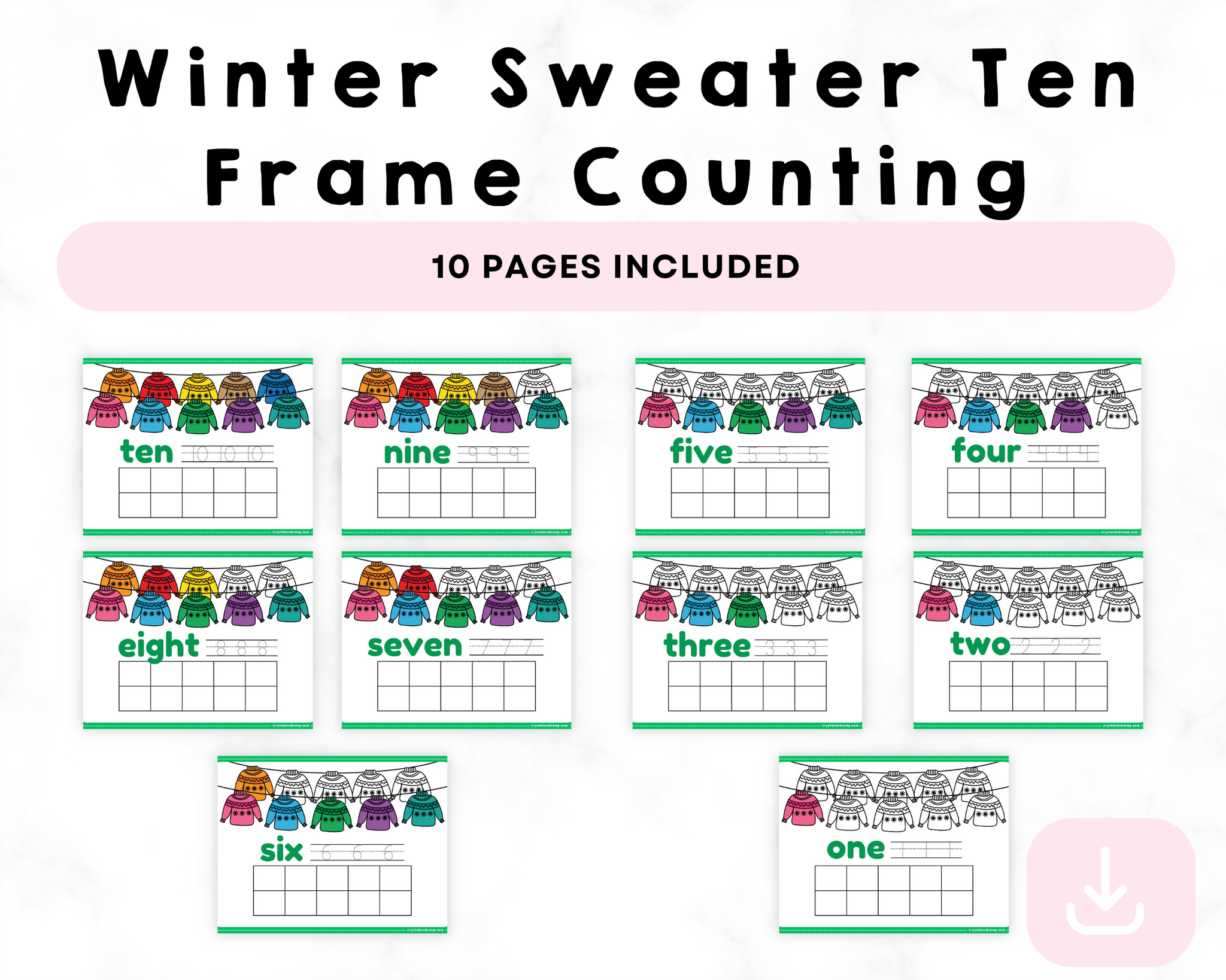 Printable Winter Sweater Ten Frame Counting – CrystalandComp