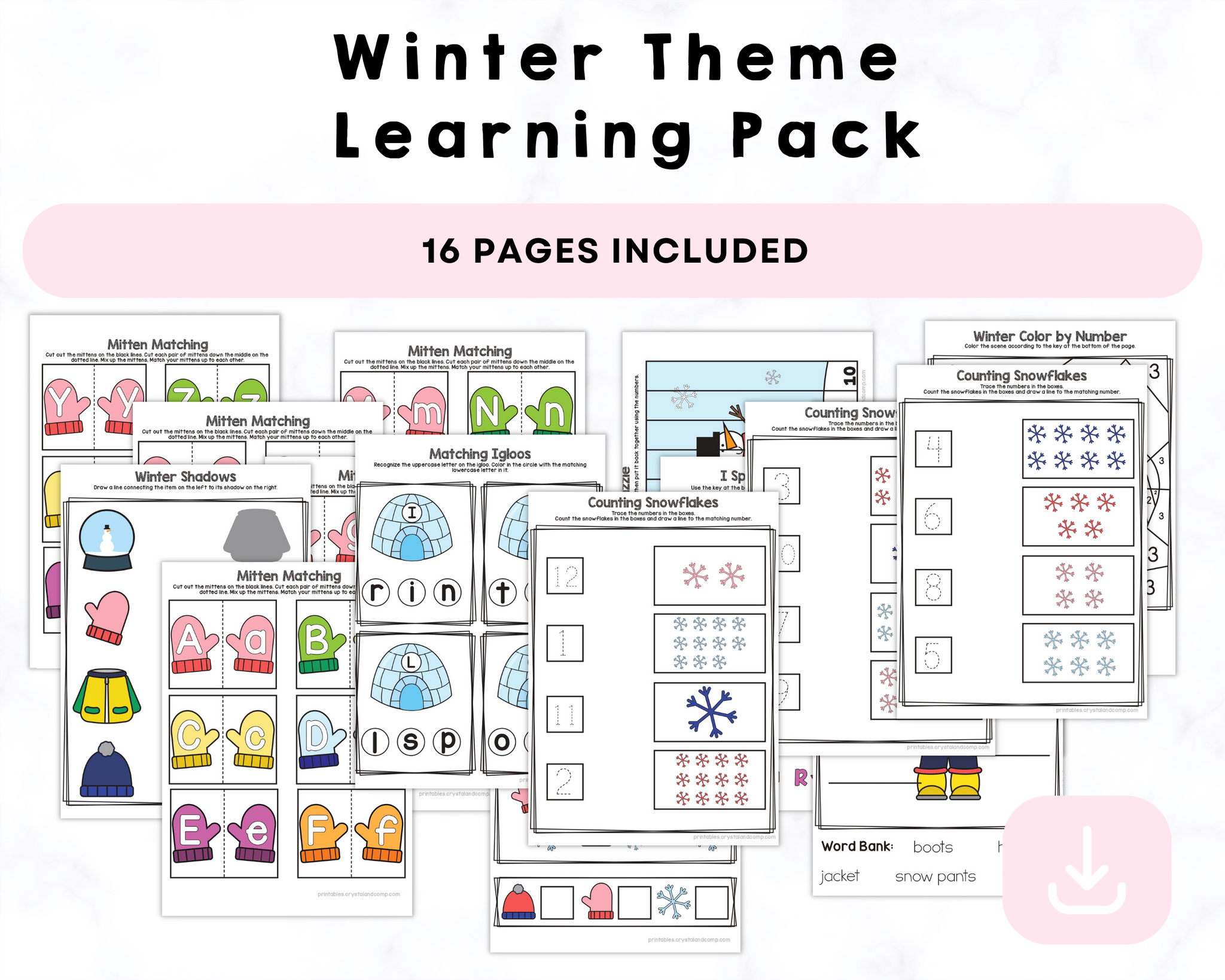 Winter Theme Learning Pack Printables – CrystalandComp