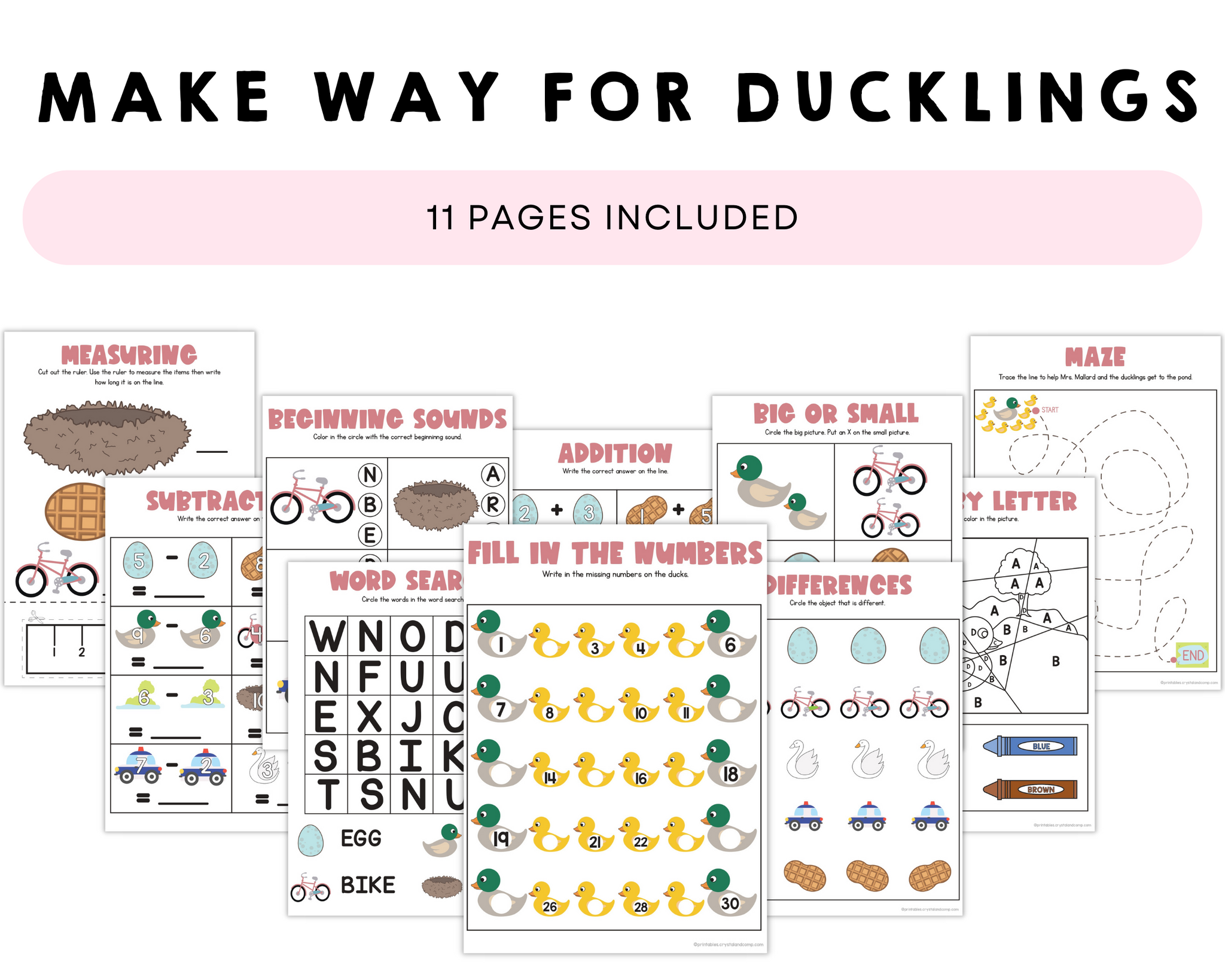 Make Way for Ducklings Companion Printables – CrystalandComp